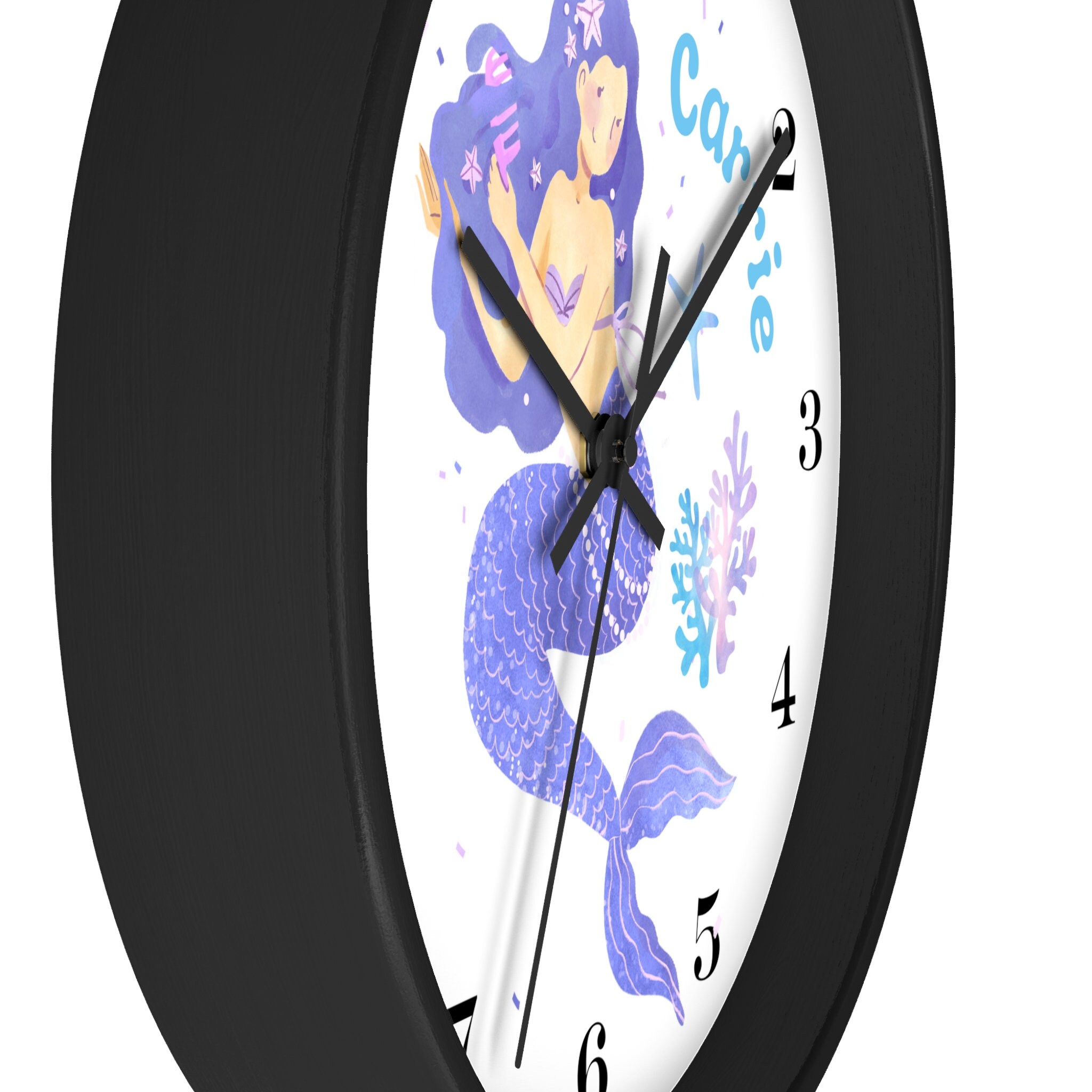 Personalized Mermaid Clock for Children Custom Mermaid Theme Wall Clock ...