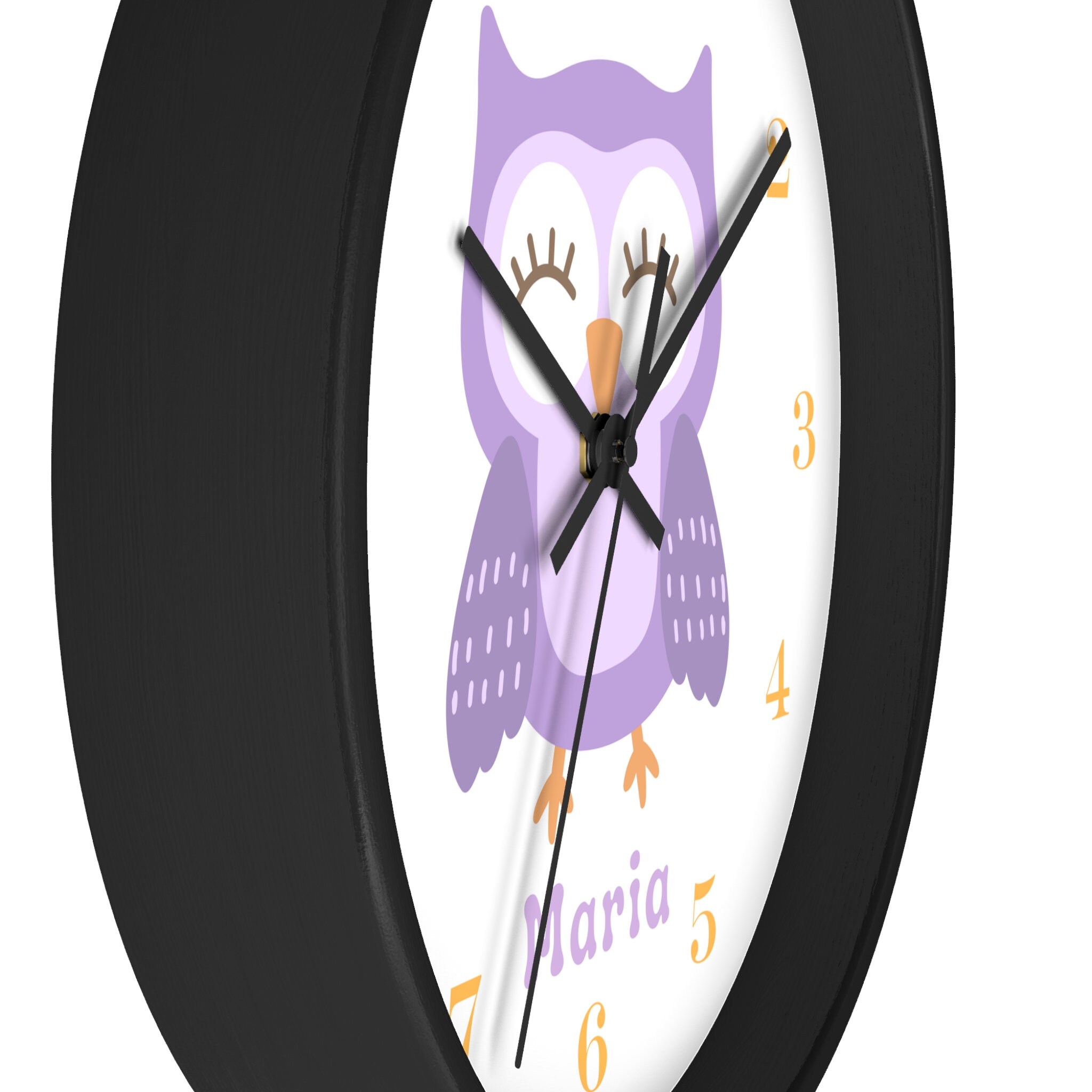 Personalized Owl Wall Clock for Kids Room Decor Custom Name Wall Clock ...