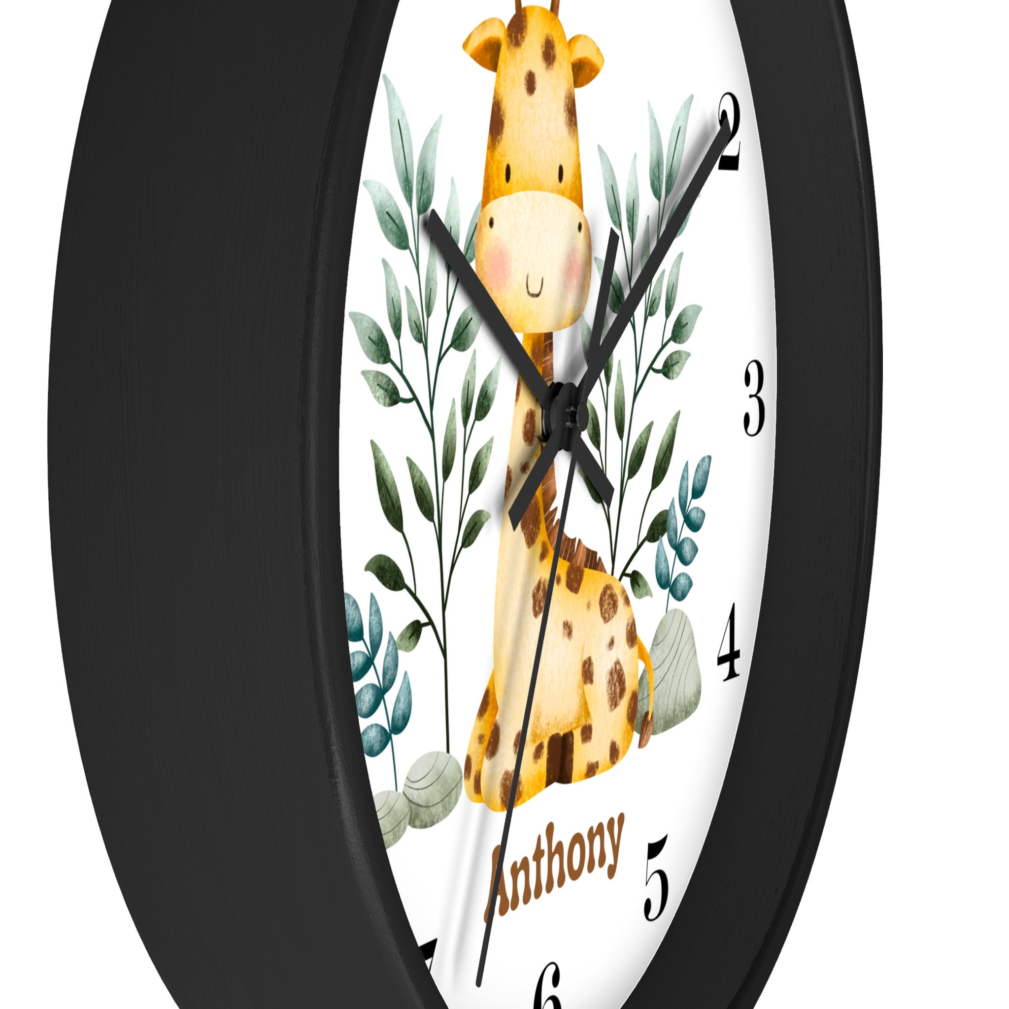 Custom Giraffe Wall Clock Personalized Nursery Decor Giraffe Themed Nursery Clock Custom Nursery ...