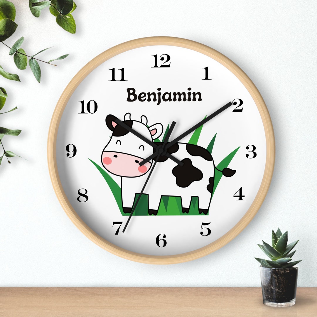 Personalized Cow Clock Kids Room Wall Decor Farm Animal Theme Room ...