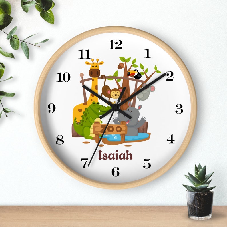 Personalized Zoo Animals Clock Custom Kids Wall Decor Safari - Etsy