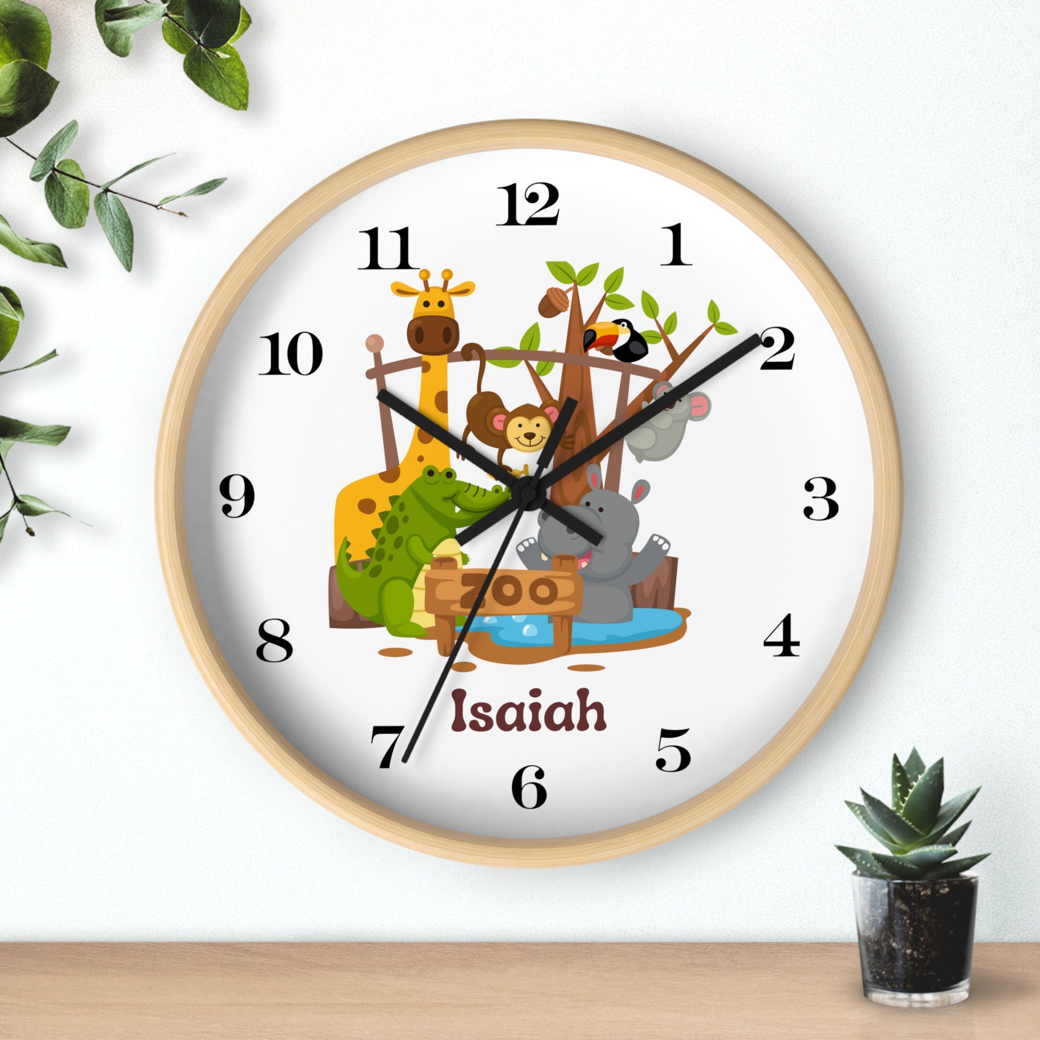 Personalized Zoo Animals Clock Custom Kids Wall Decor Safari - Etsy