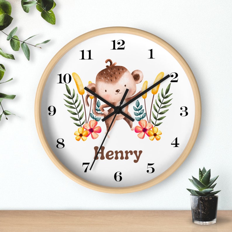 Personalized Monkey Clock Custom Kids Wall Decor Adorable - Etsy