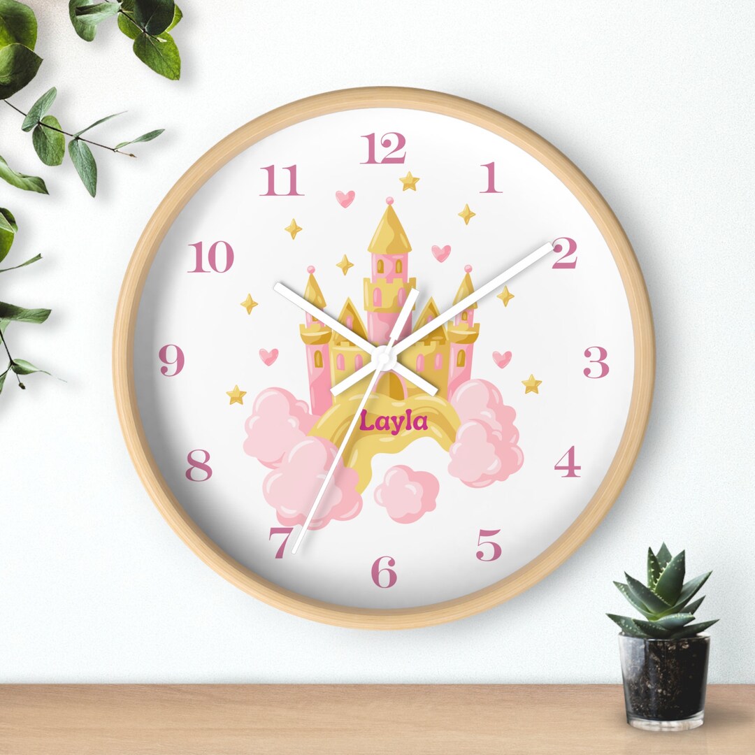Custom Kids Wall Clock Personalized Princess Clock Princess Themed ...