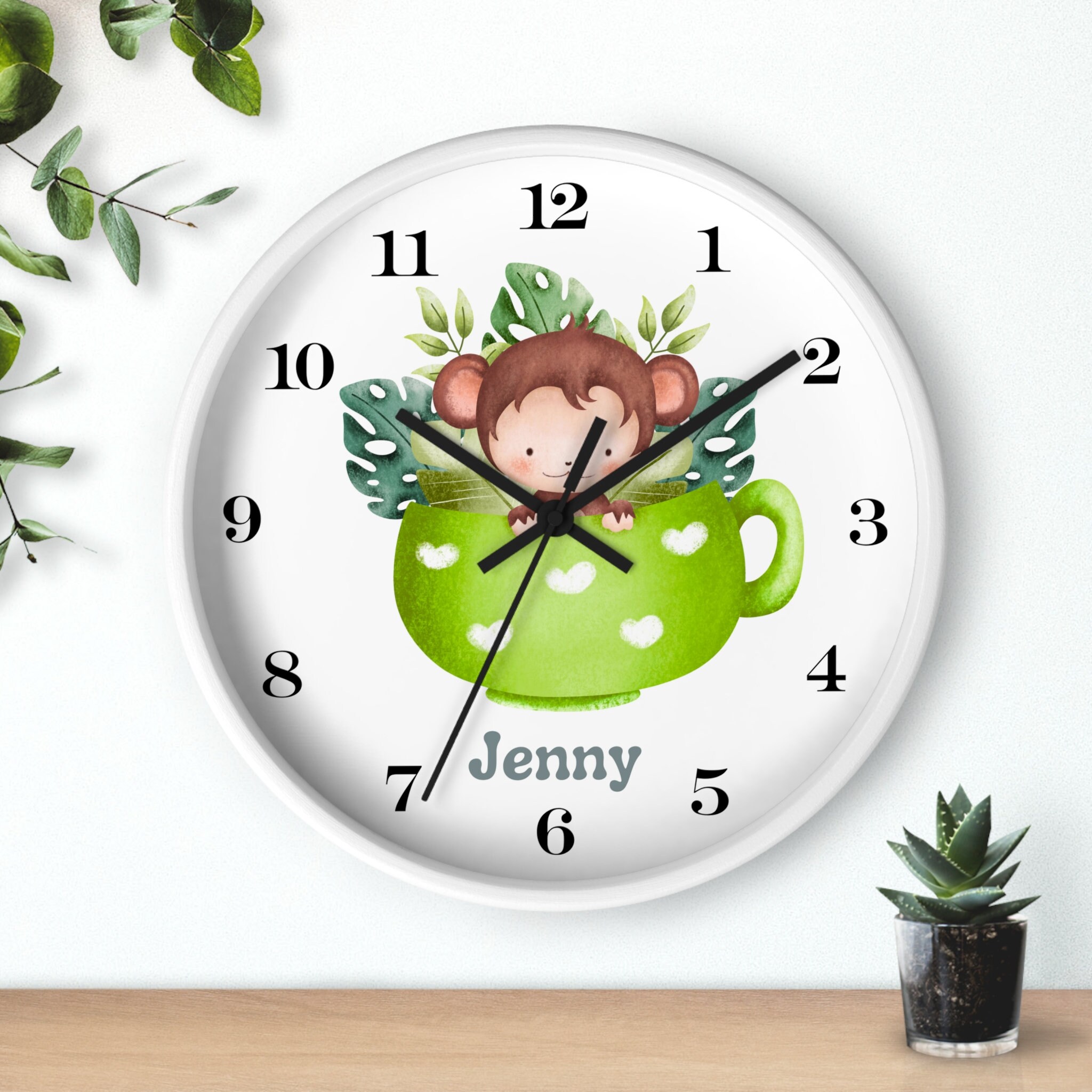 Personalized Monkey Clock Custom Kids Wall Decor Adorable Monkey Theme ...