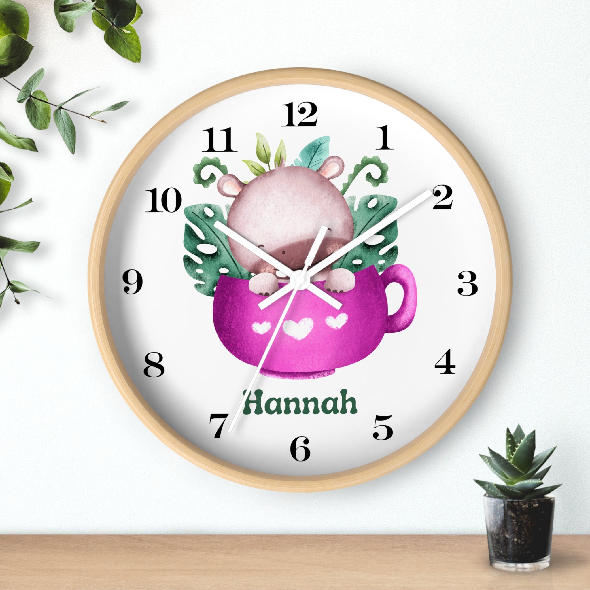 Personalized Hippo Clock Kids Wall Decor Hippo Theme Room - Etsy