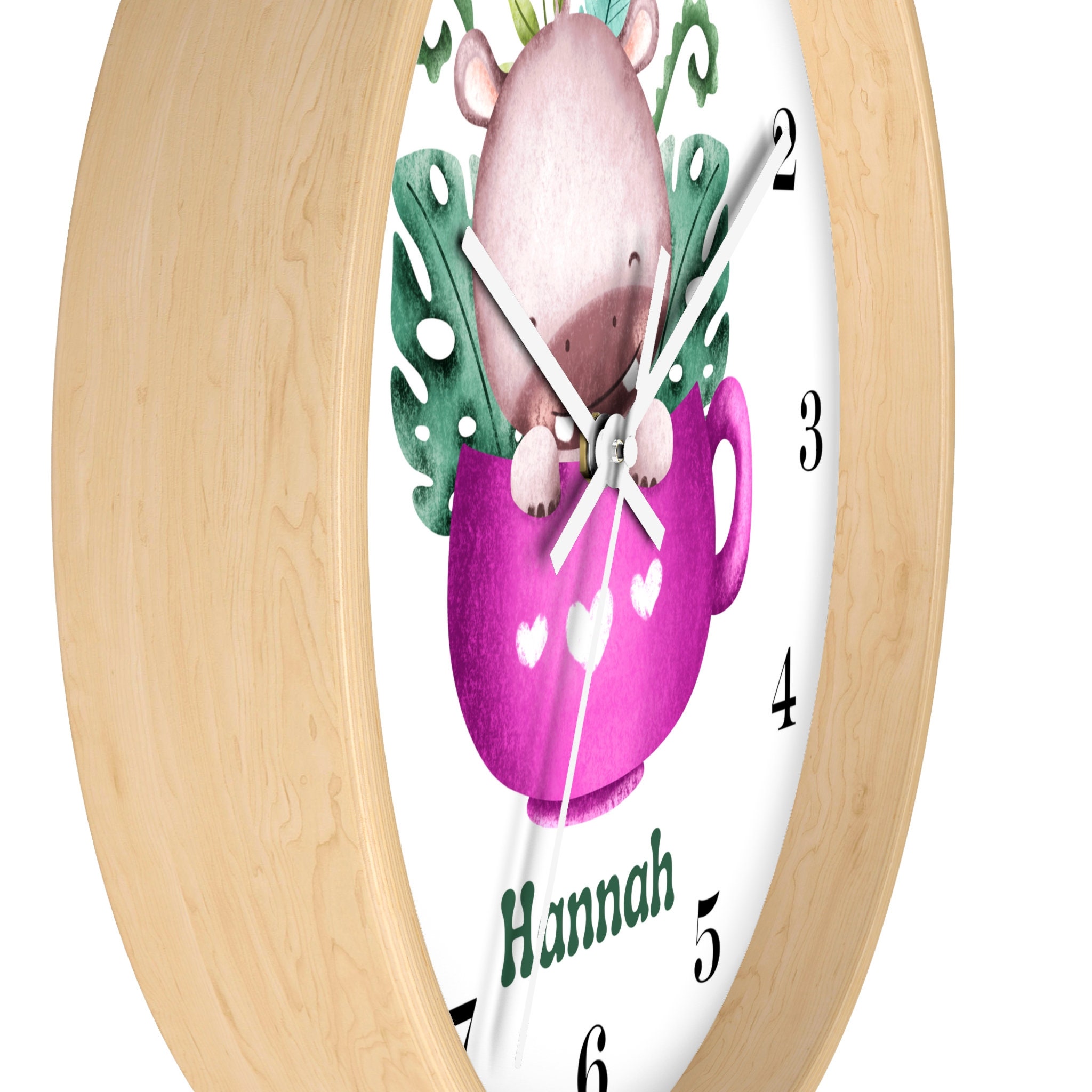 Personalized Hippo Clock Kids Wall Decor Hippo Theme Room - Etsy