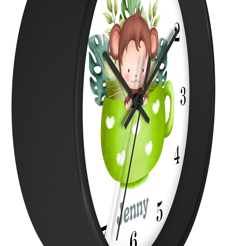 Personalized Monkey Clock Custom Kids Wall Decor Adorable Monkey Theme ...