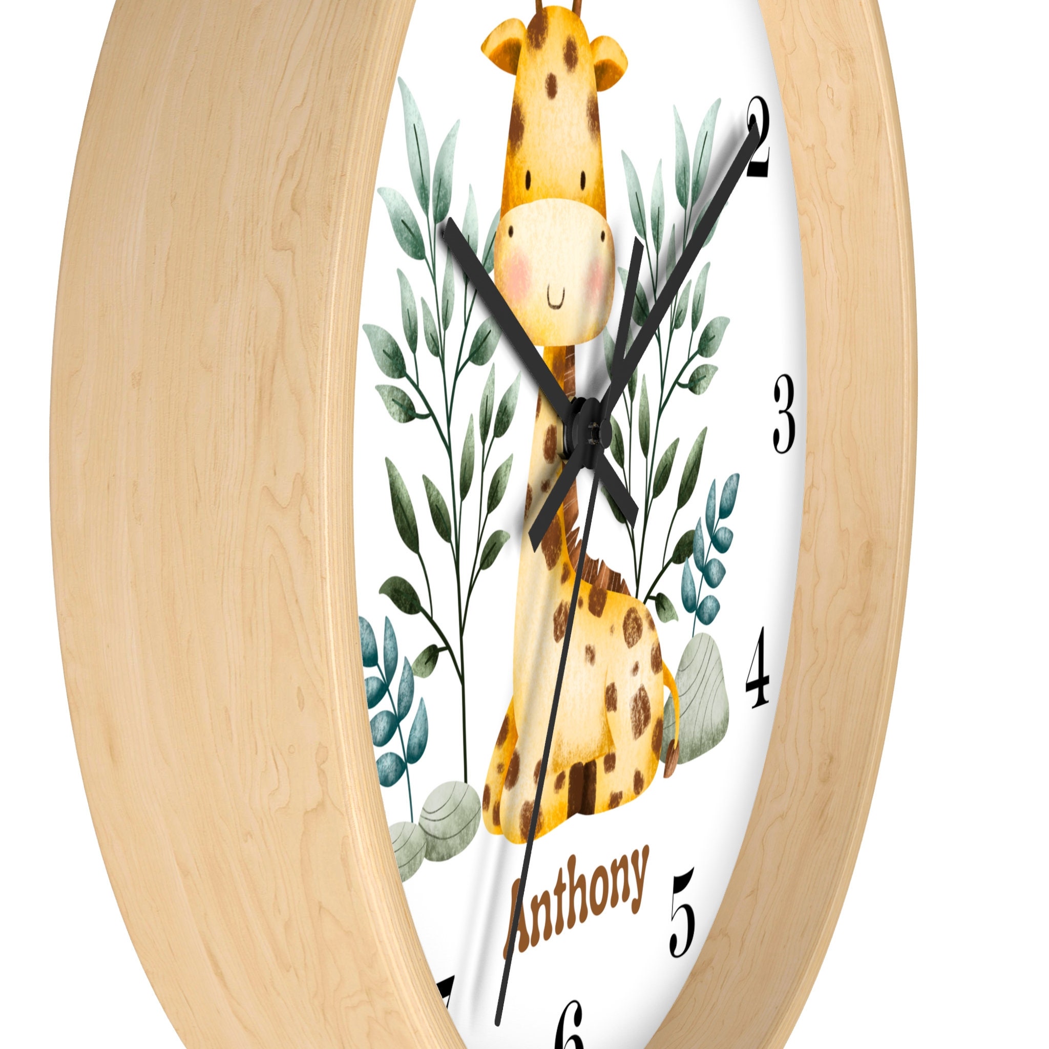 Custom Giraffe Wall Clock Personalized Nursery Decor Giraffe Themed ...