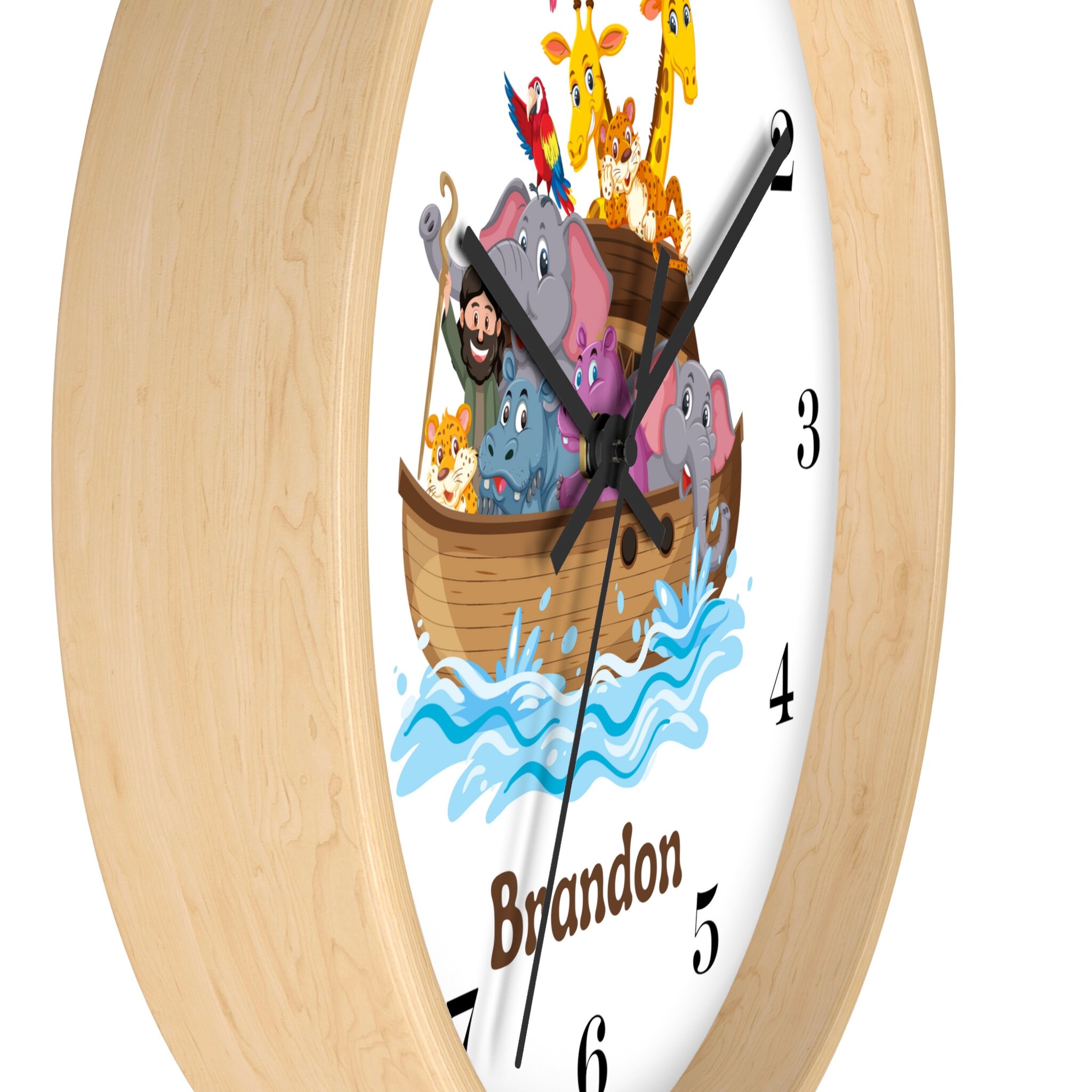 Custom Kids Wall Clock Personalized Noah's Ark Clock Noah's Ark Themed ...