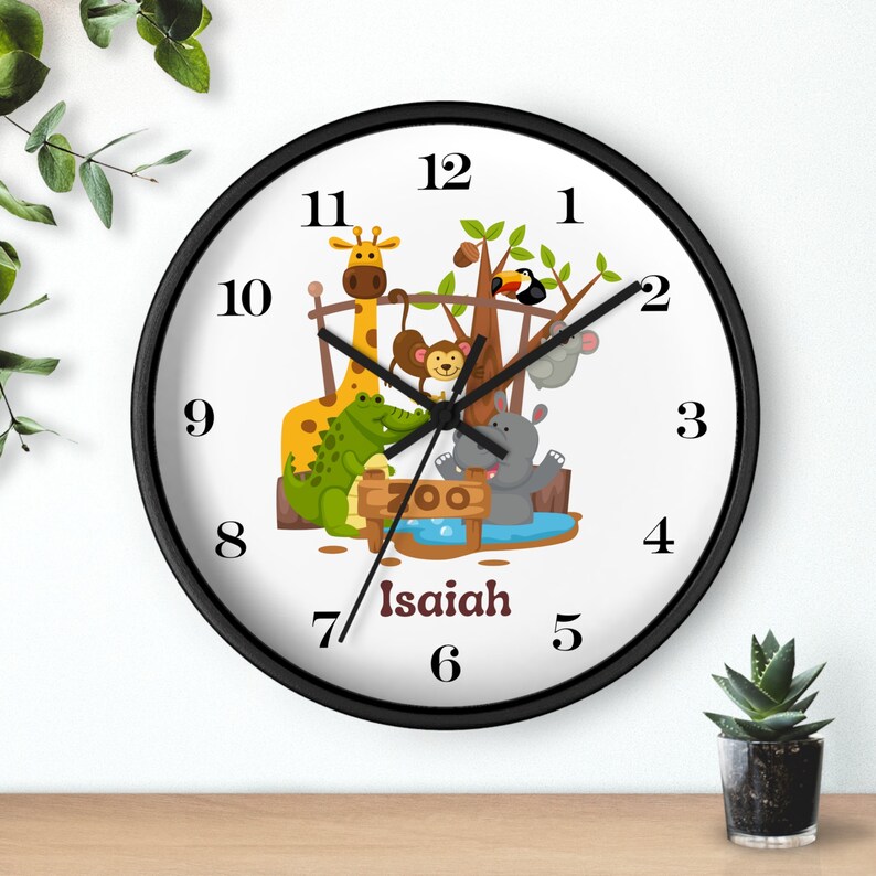 Personalized Zoo Animals Clock Custom Kids Wall Decor Safari - Etsy