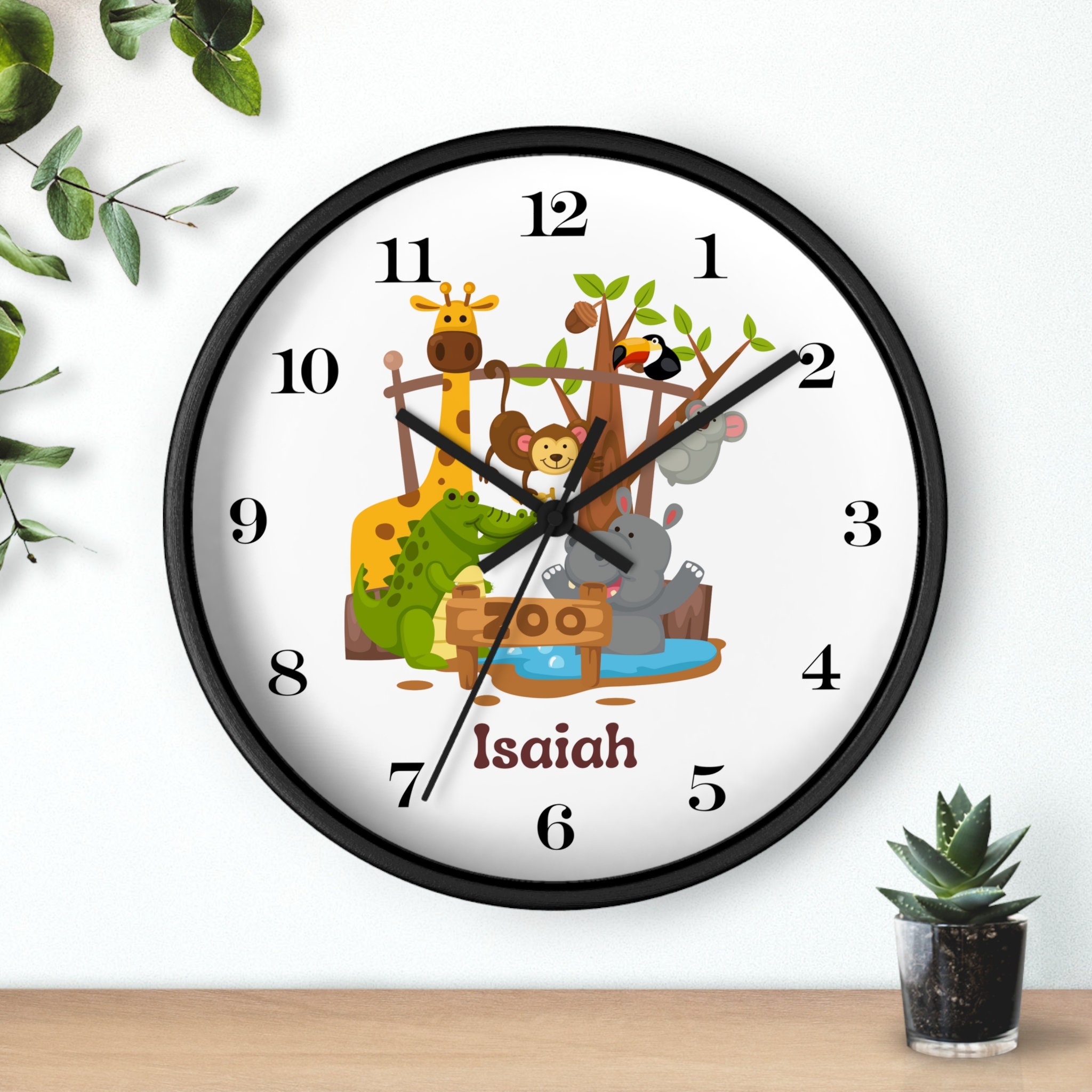 Personalized Zoo Animals Clock Custom Kids Wall Decor Safari - Etsy