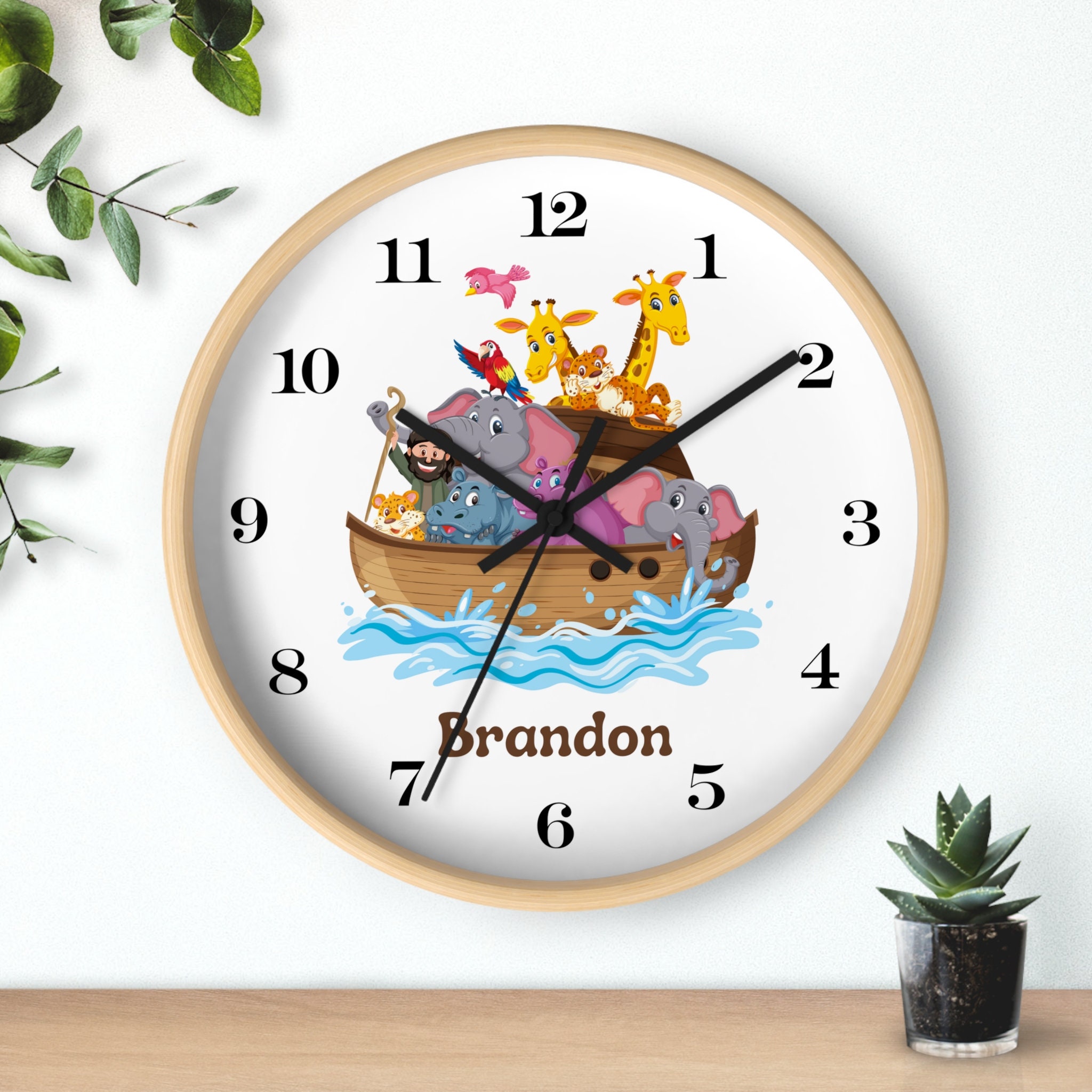 Custom Kids Wall Clock Personalized Noah's Ark Clock Noah's Ark Themed ...