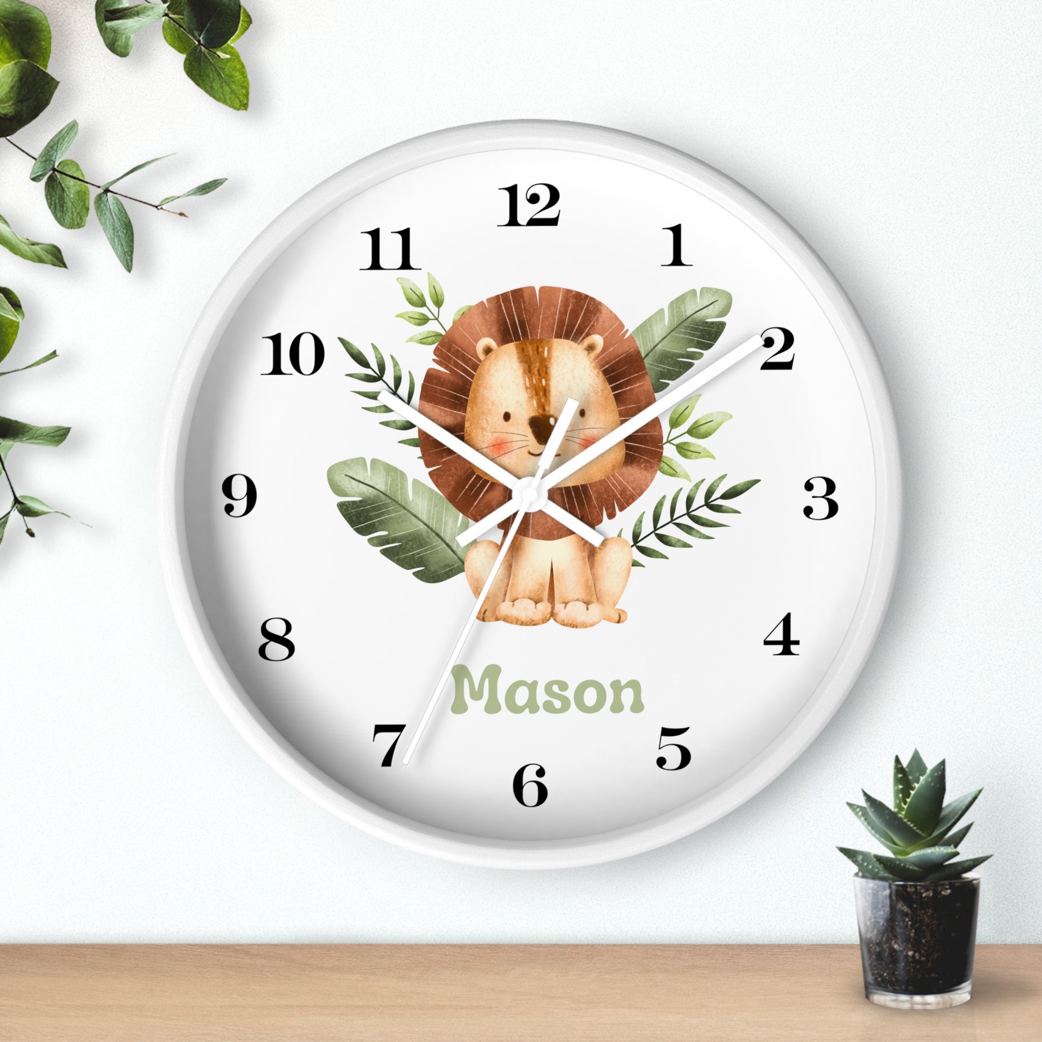 Personalized Lion Nursery Clock 10 Custom Kids Wall Decor Baby Shower ...
