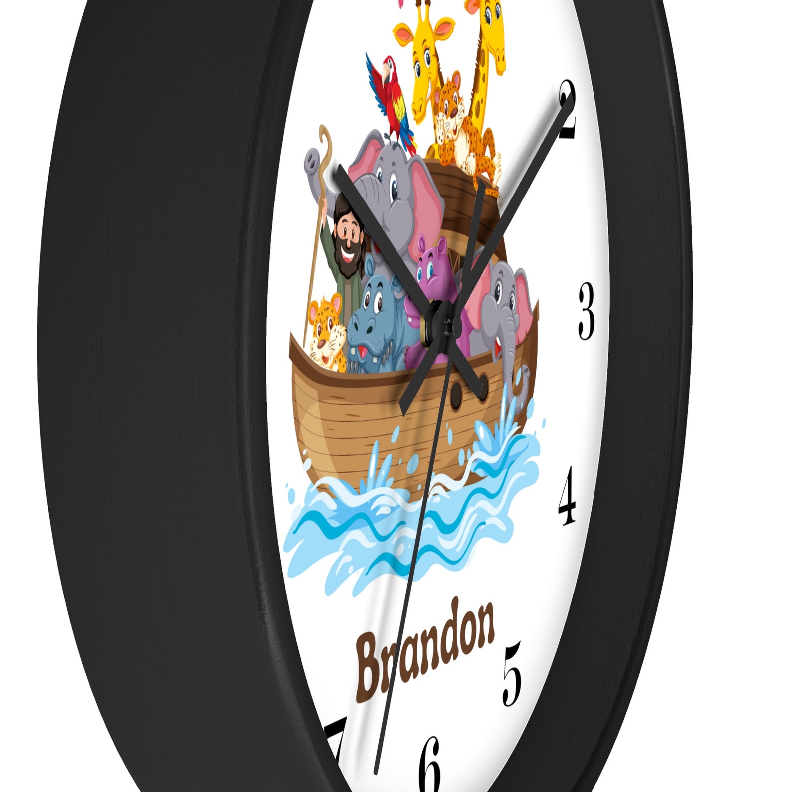 Custom Kids Wall Clock Personalized Noah's Ark Clock Noah's Ark Themed ...