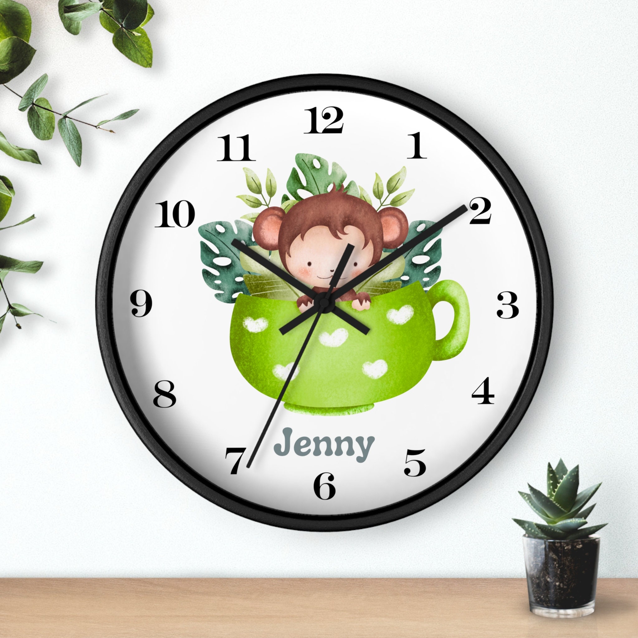 Personalized Monkey Clock Custom Kids Wall Decor Adorable Monkey Theme ...