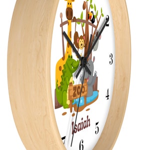 Personalized Zoo Animals Clock Custom Kids Wall Decor Safari - Etsy