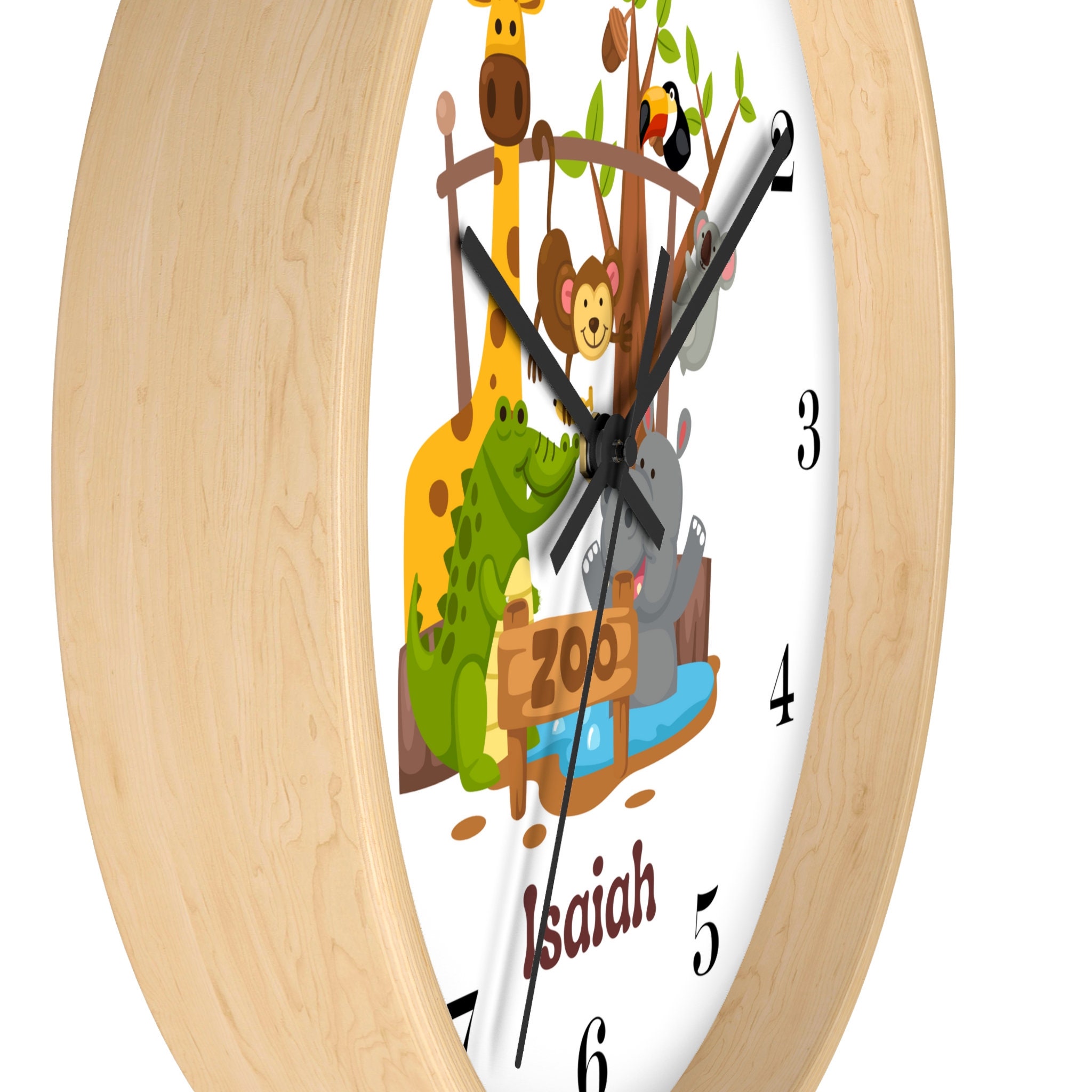 Personalized Zoo Animals Clock Custom Kids Wall Decor Safari - Etsy