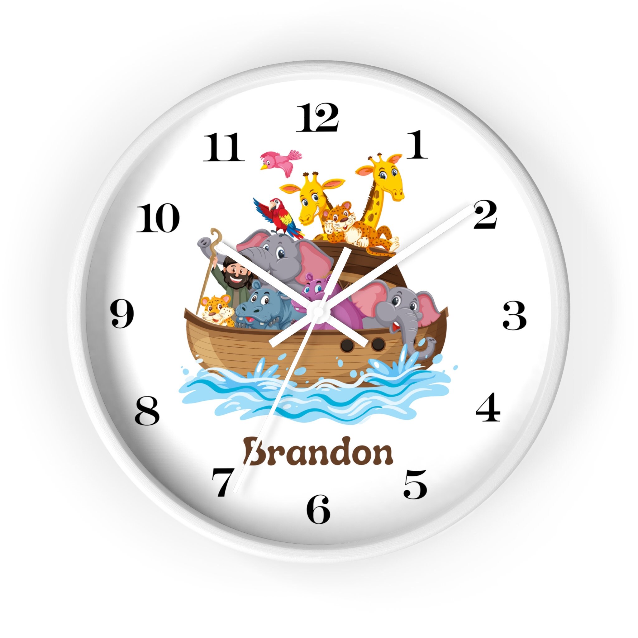 Custom Kids Wall Clock Personalized Noah's Ark Clock Noah's Ark Themed ...