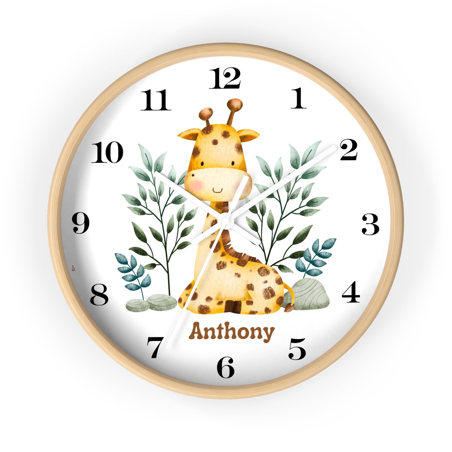 Custom Giraffe Wall Clock Personalized Nursery Decor Giraffe Themed ...
