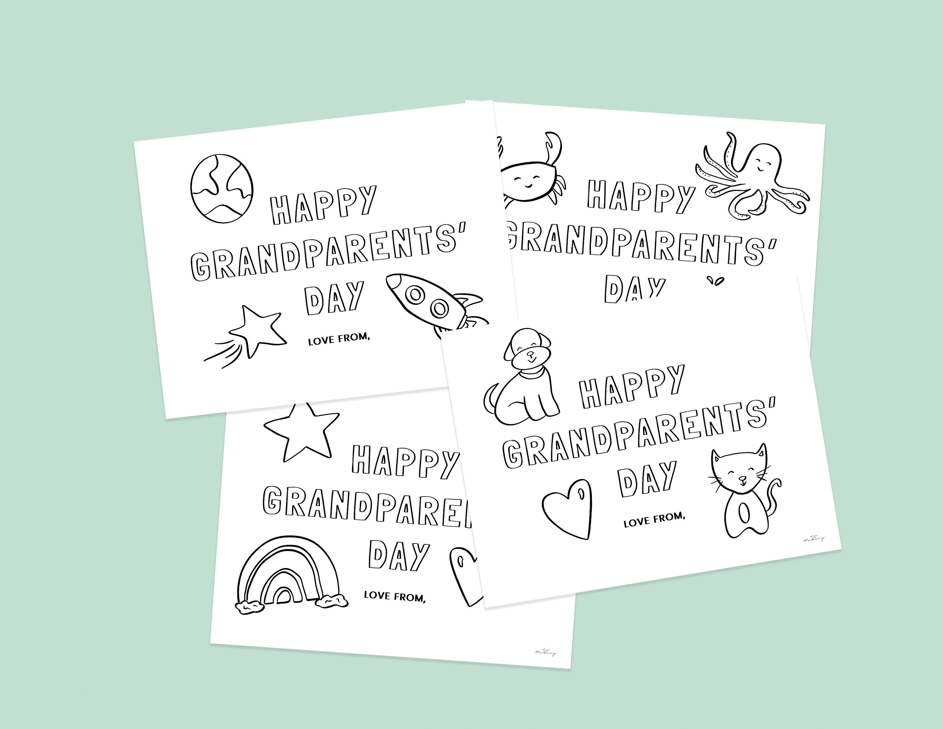 Grandparents Day Coloring Pages: Kids Printable Activity (JPG Files) - Etsy