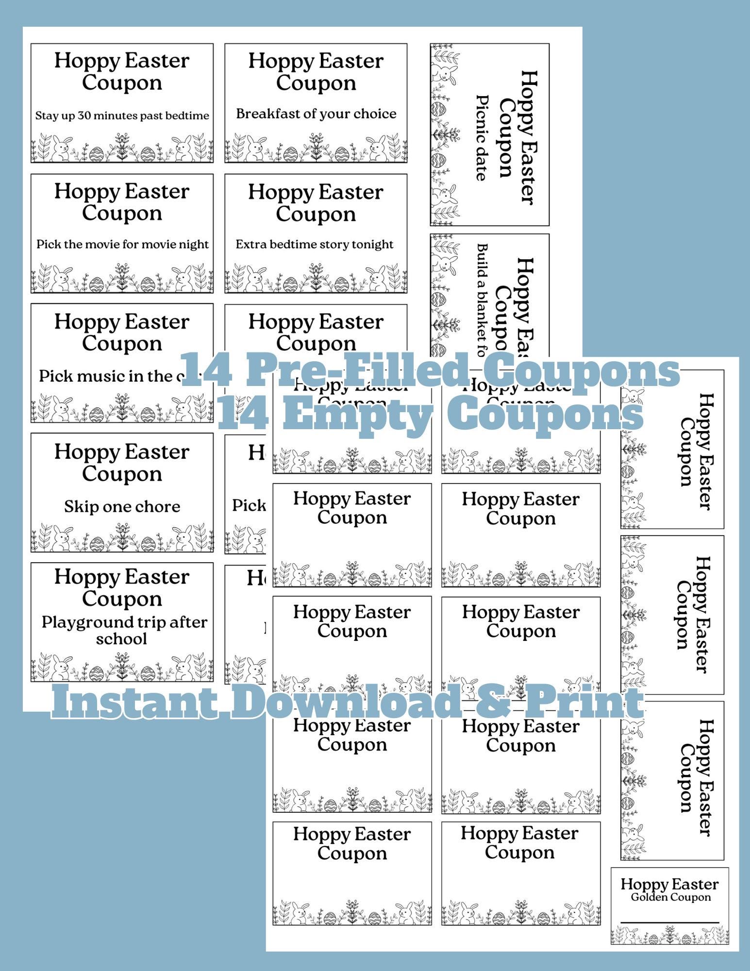 Printable Easter Egg Coupons for Kids – Candy Free Easter Basket Filler ...