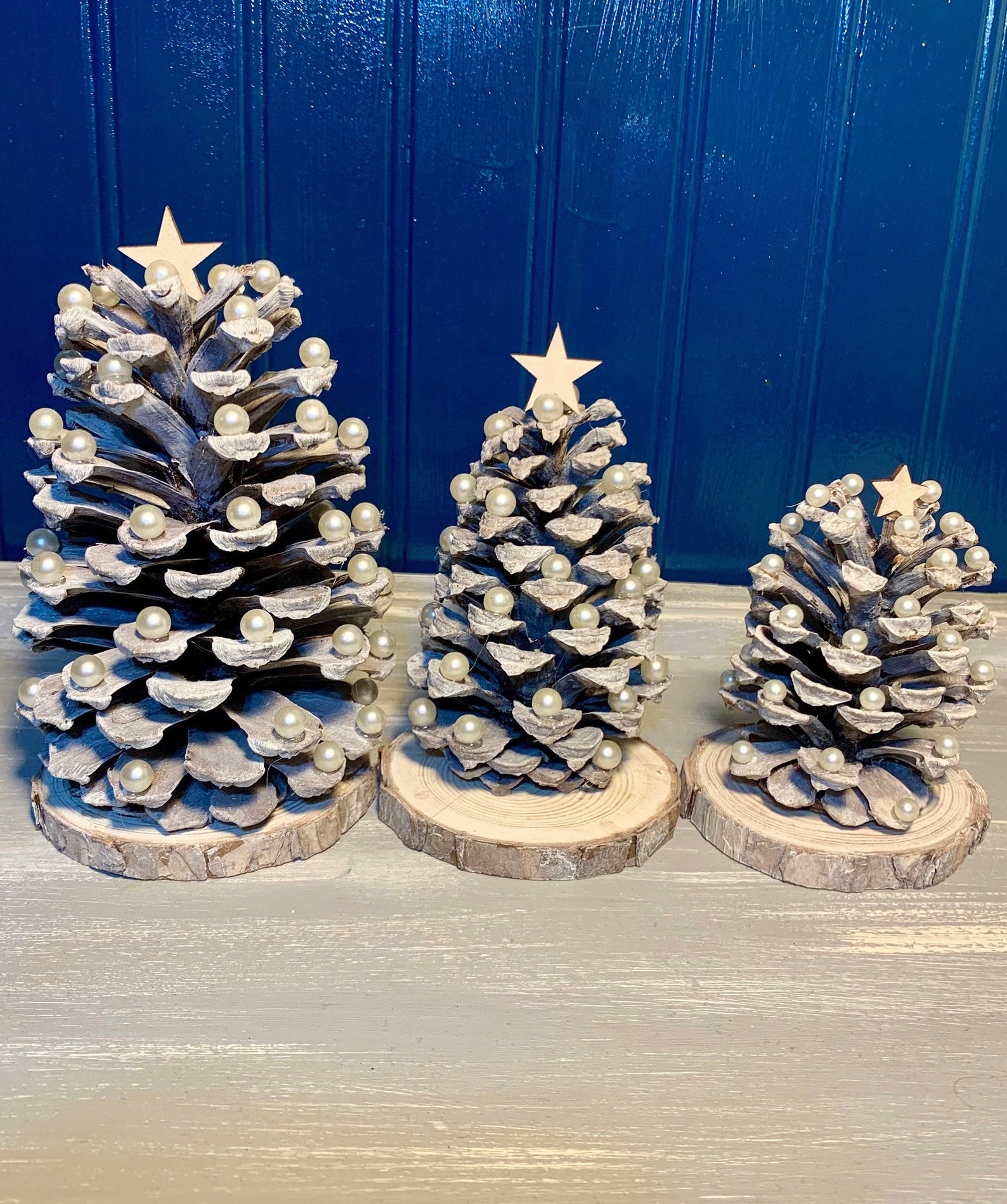 Set of Three Pine Cone Christmas Trees - Etsy