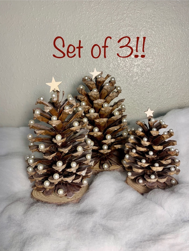 Set of Three Pine Cone Christmas Trees - Etsy