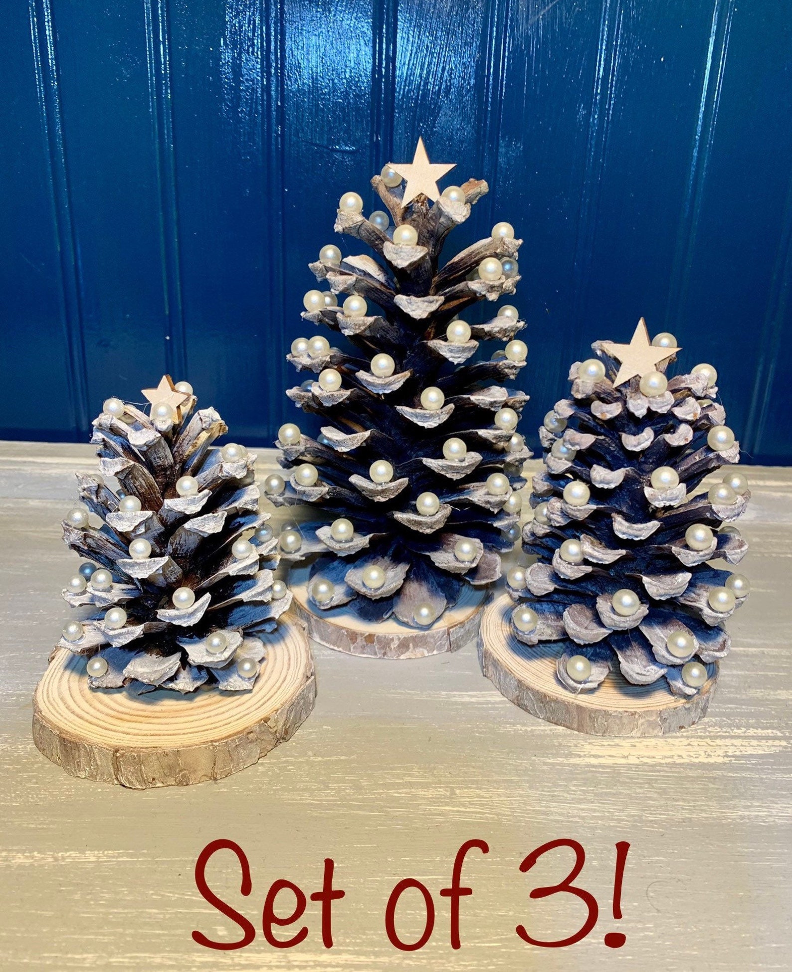 Set of Three Pine Cone Christmas Trees - Etsy