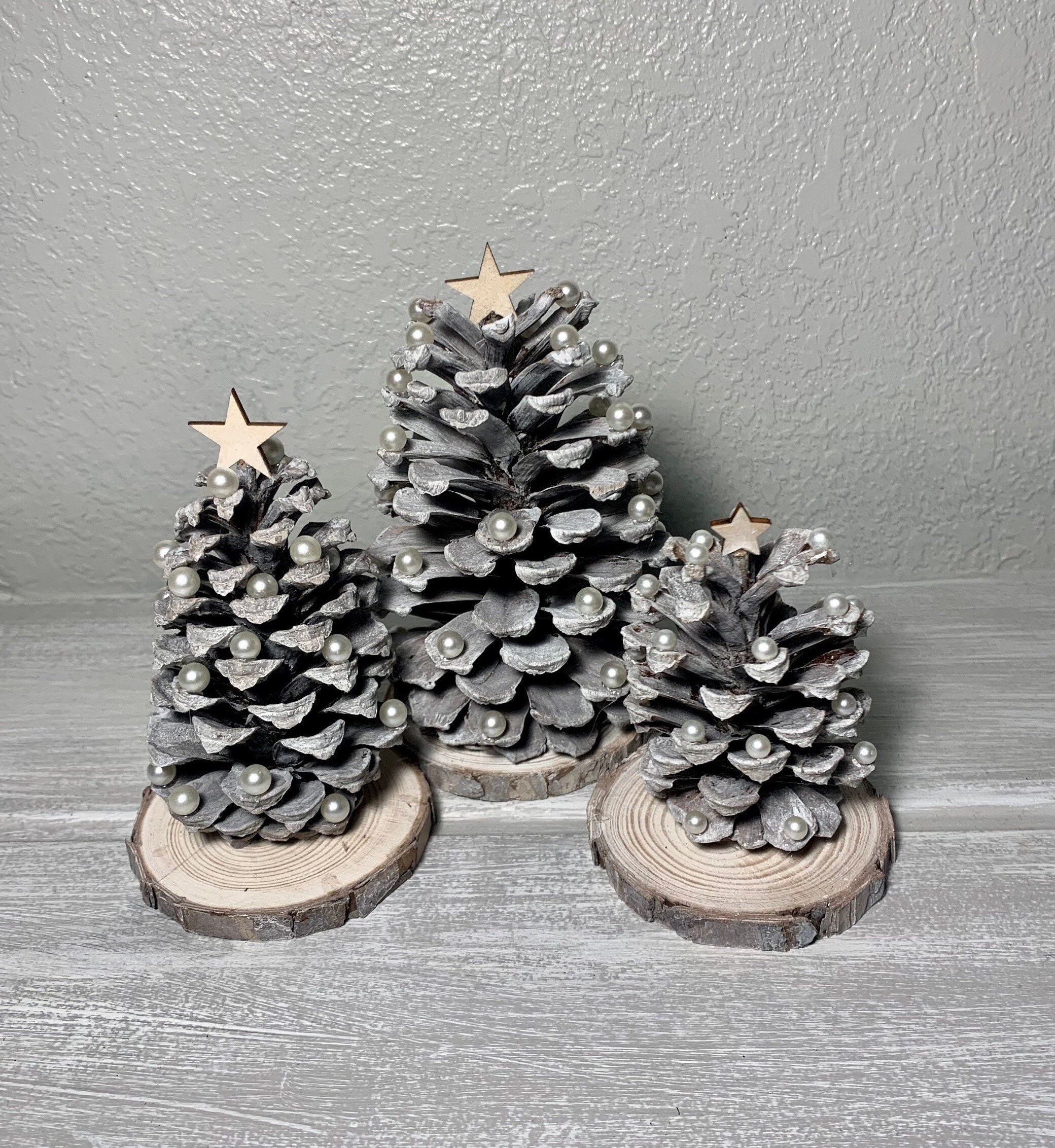 Set of Three Pine Cone Christmas Trees - Etsy