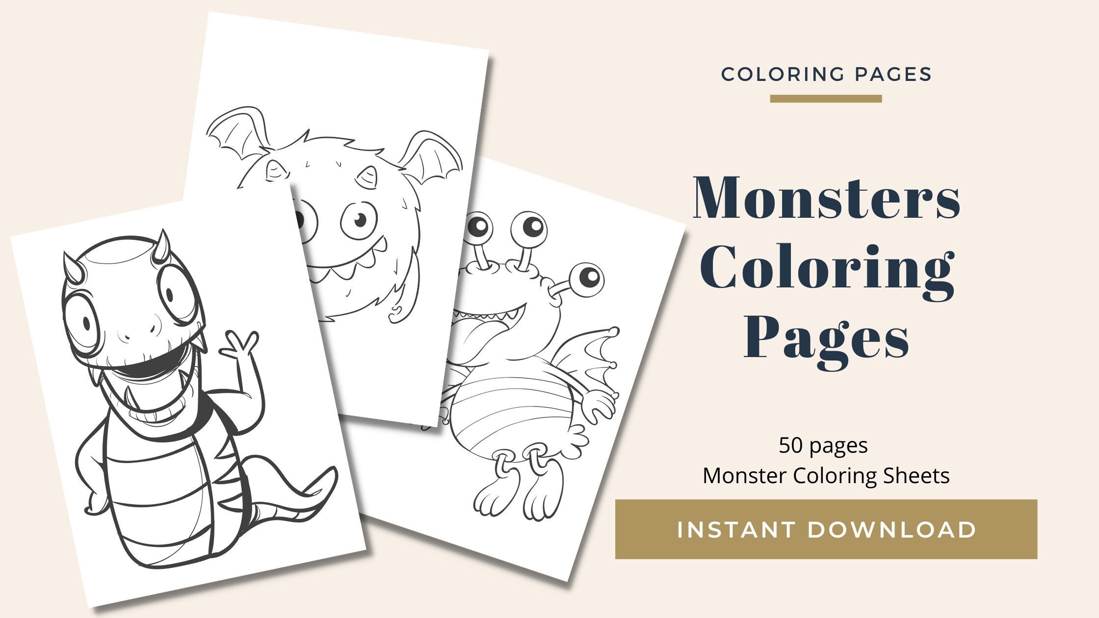 Printable Monster Coloring Sheets - Etsy