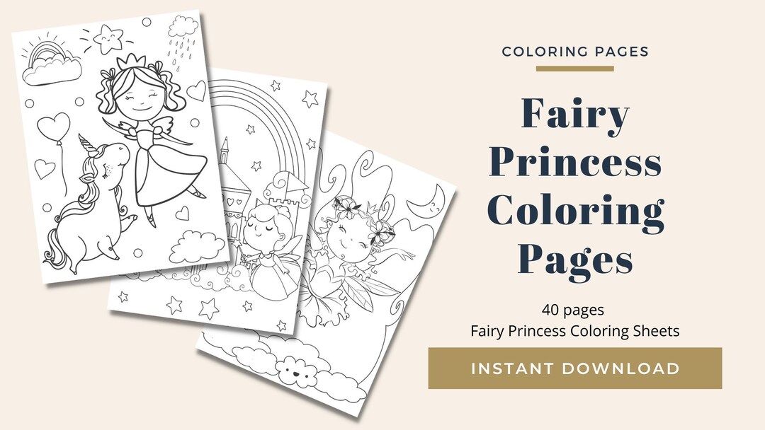 Printable Fairy Princess Coloring Sheets - Etsy