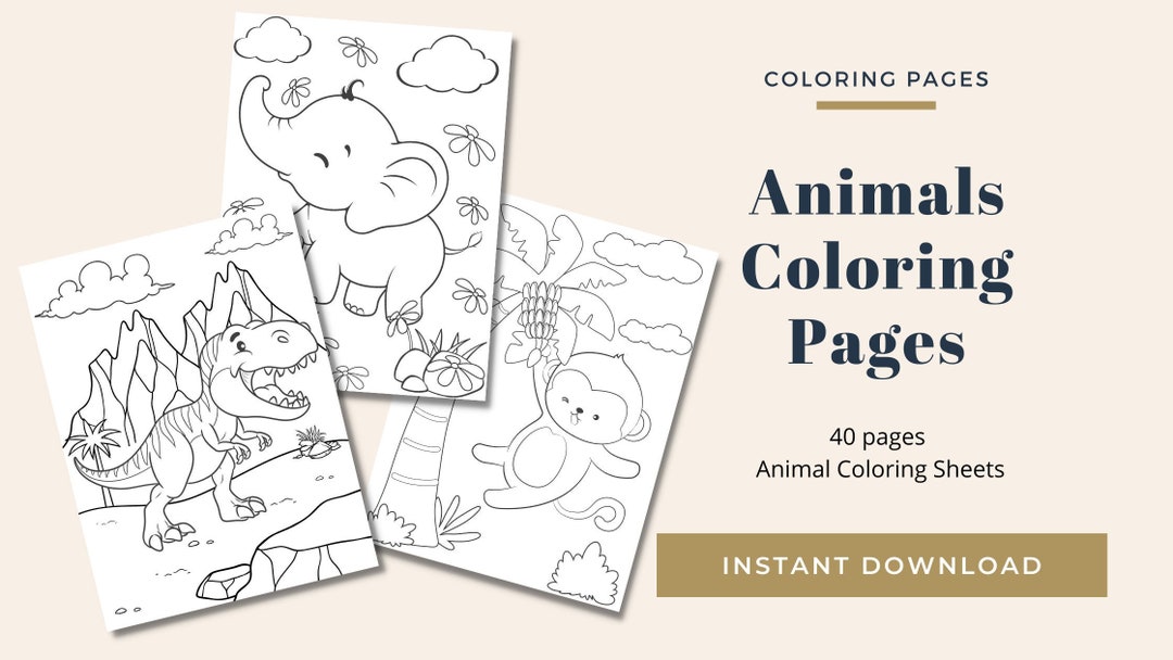 Printable Animals Coloring Sheets - Etsy