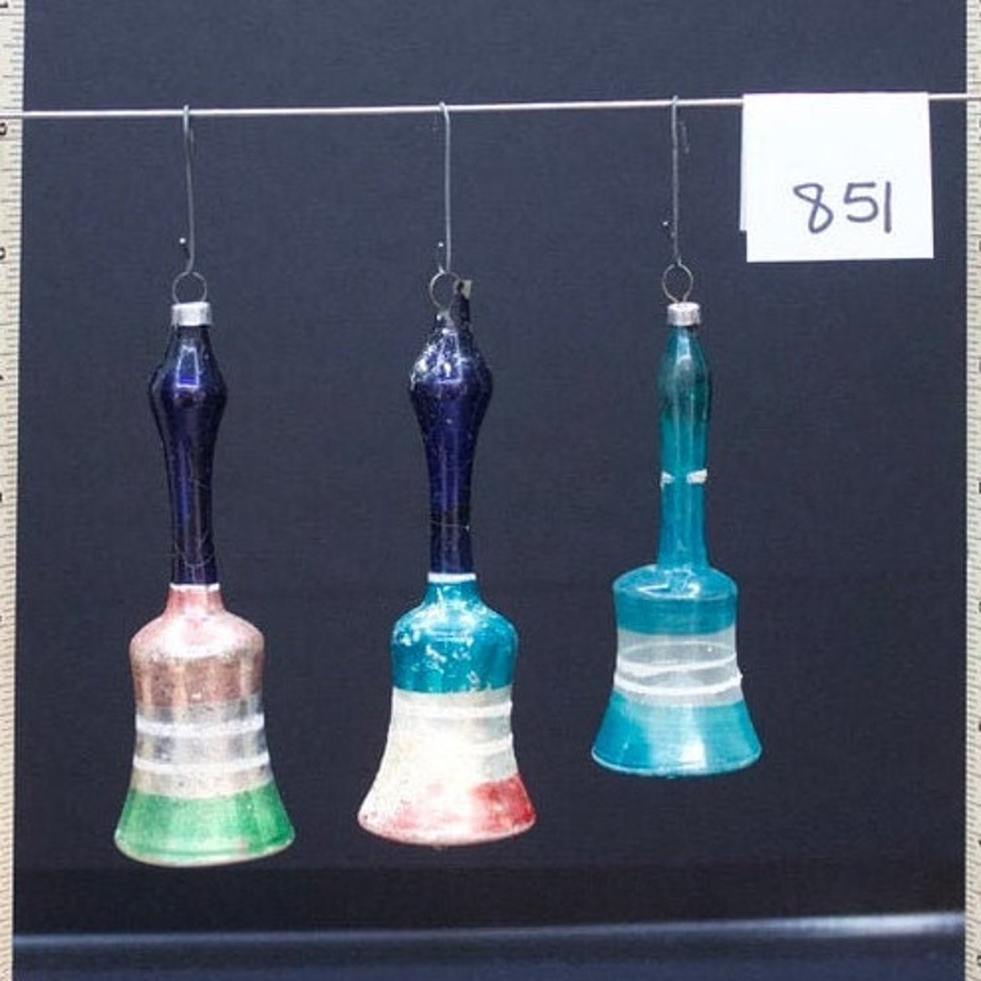 Set of 3 - Antique German Glass Bell Christmas Ornaments [851] - Etsy