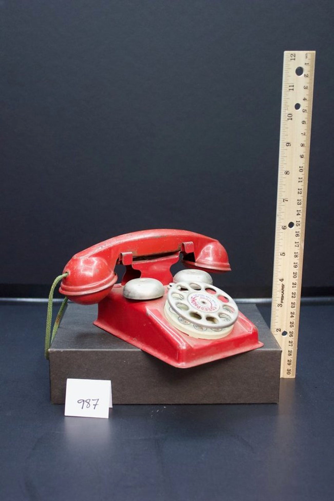 Vintage Red speed Phone Metal Toy Telephone 987B - Etsy