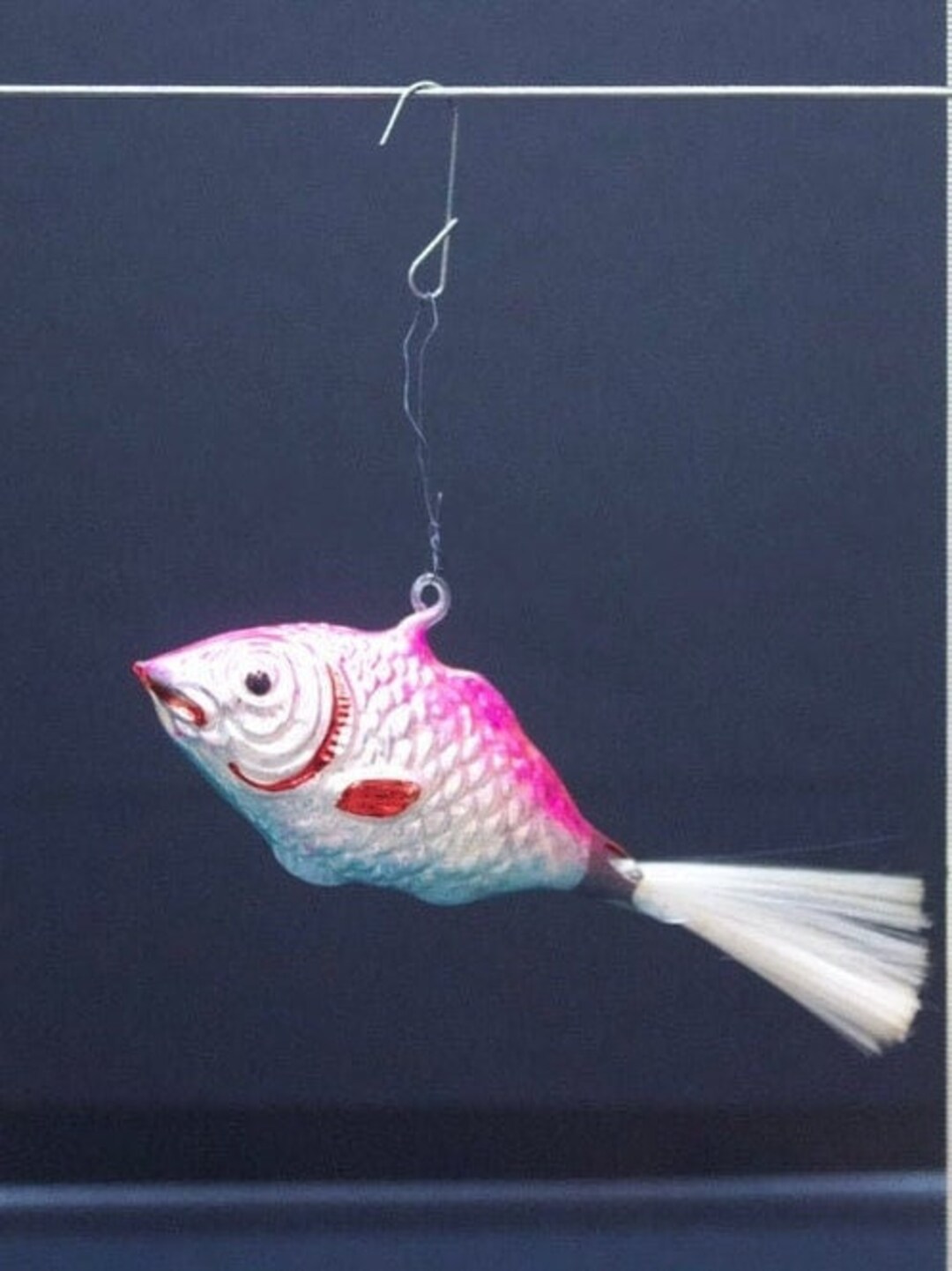 Antique German Glass Hand-painted Fish Christmas Ornament With Spun ...