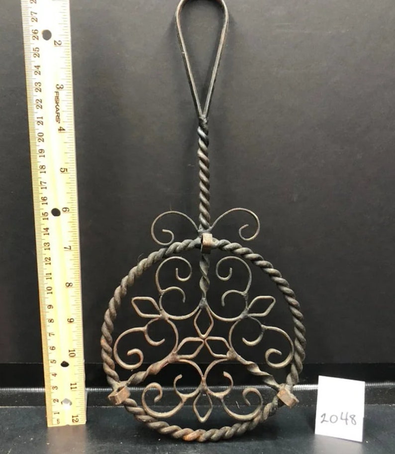 Antique Wrought Iron Decorative Scroll Long Handled Trivet - Etsy