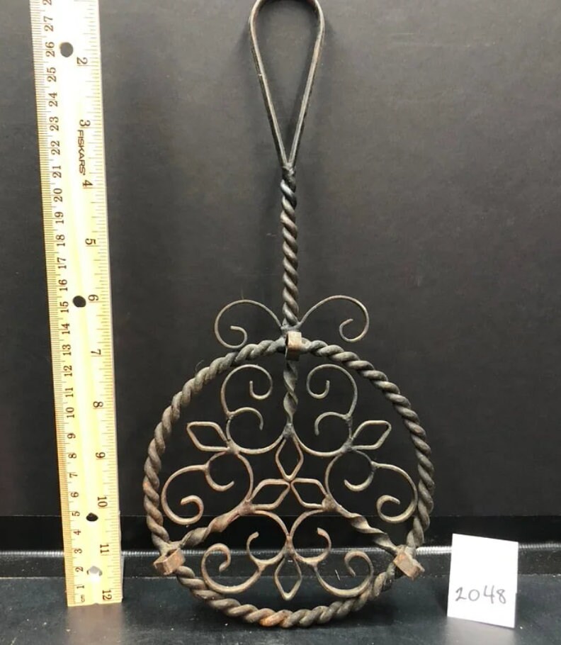 Antique Wrought Iron Decorative Scroll Long Handled Trivet - Etsy
