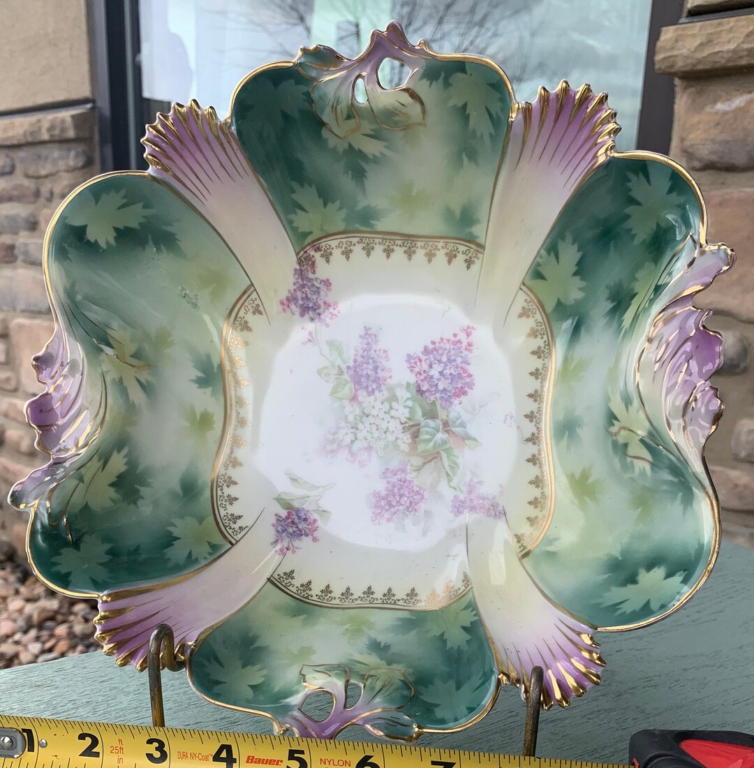 Prussian Green & Purple Lilac Gilt Ornate Bowl DA-024 - Etsy