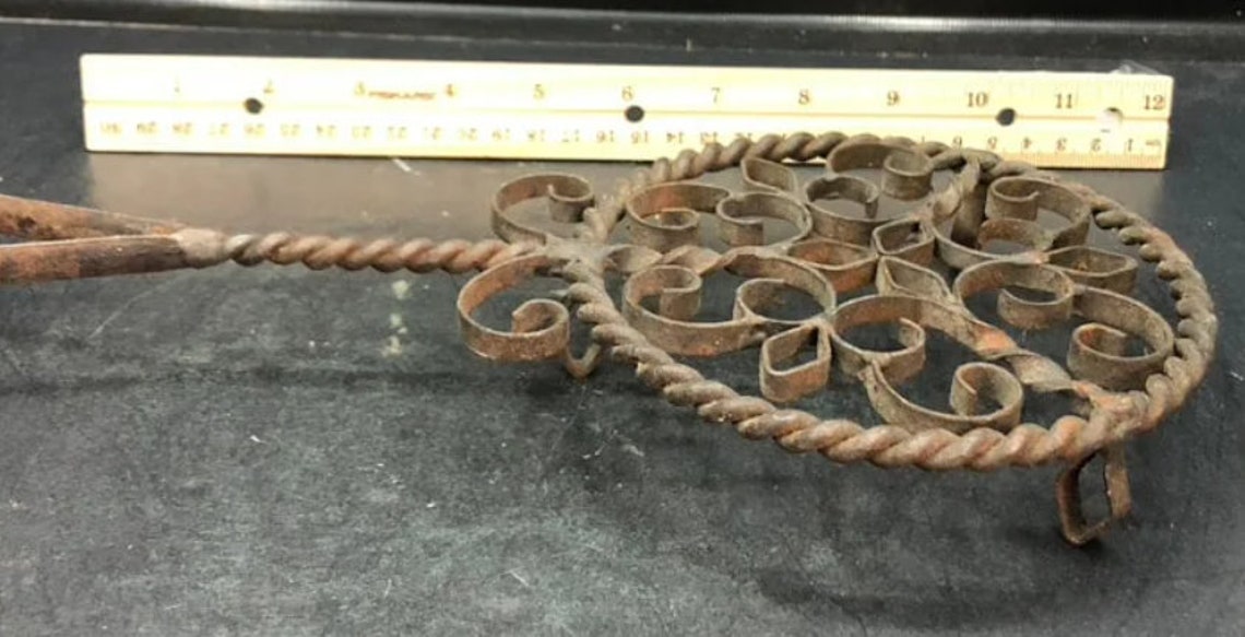 Antique Wrought Iron Decorative Scroll Long Handled Trivet - Etsy