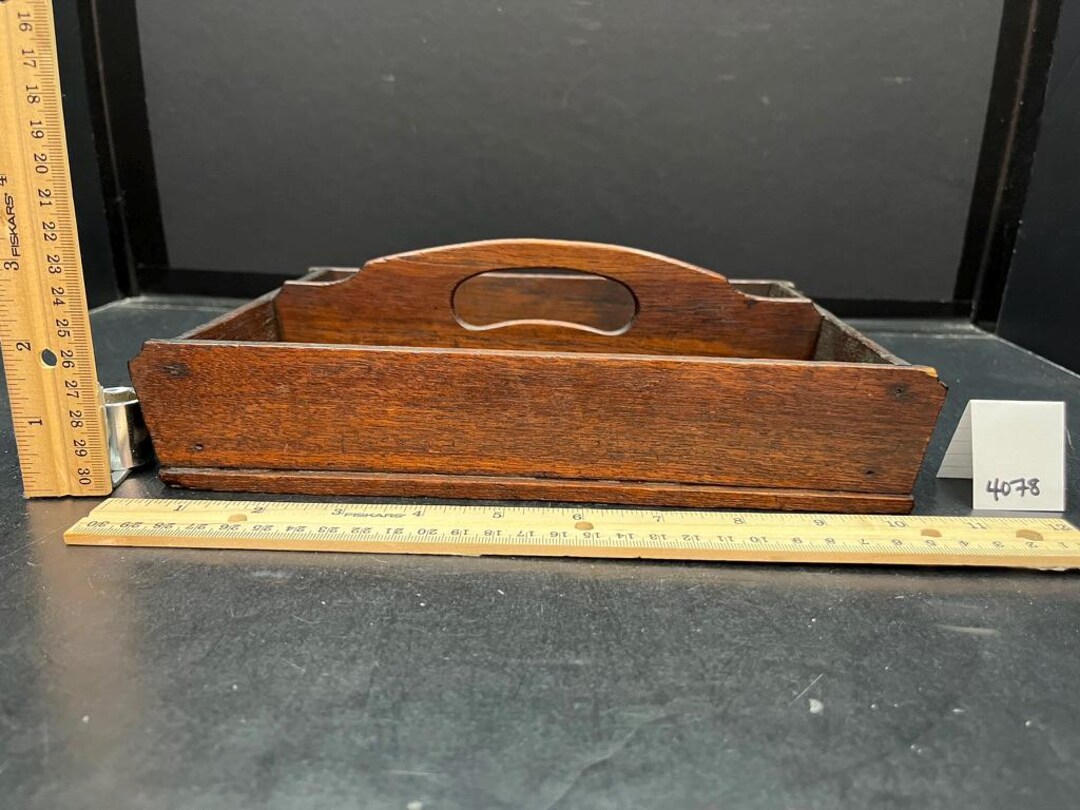 Original Primitive Carved Wood Caddy With Handle Cut Out (4078) - Etsy