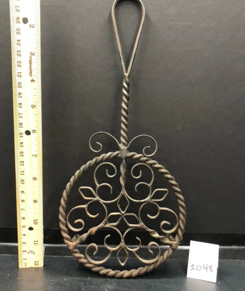 Antique Wrought Iron Decorative Scroll Long Handled Trivet - Etsy