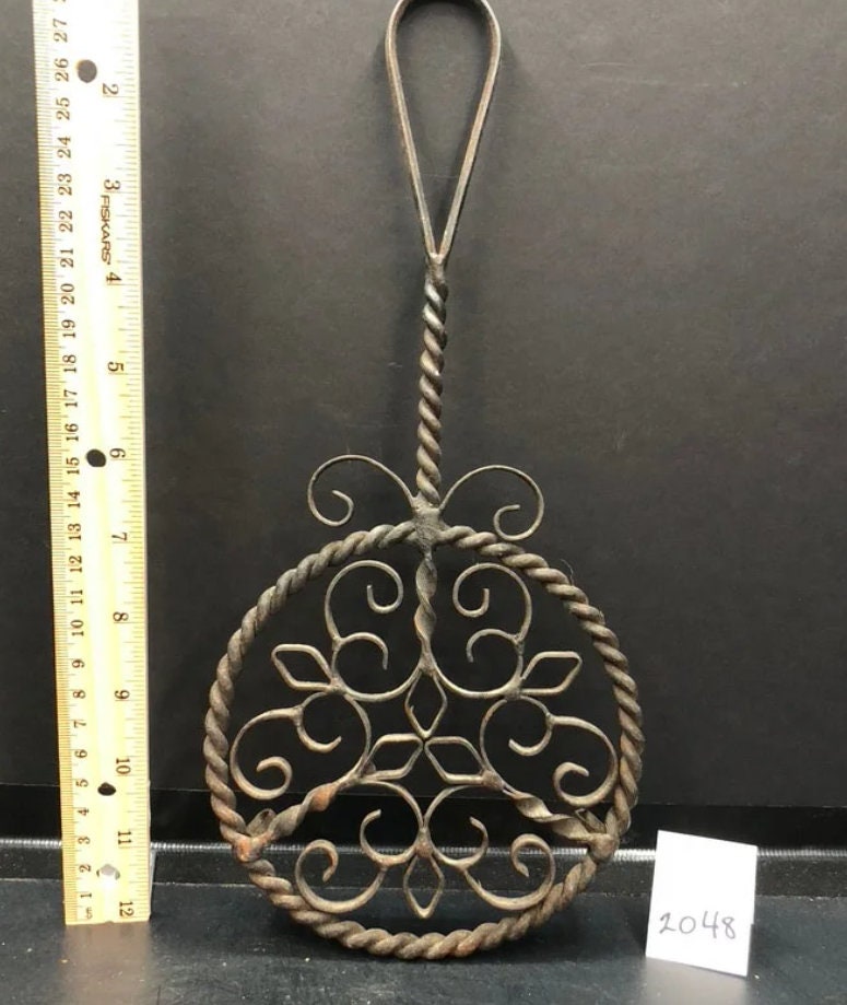 Antique Wrought Iron Decorative Scroll Long Handled Trivet - Etsy