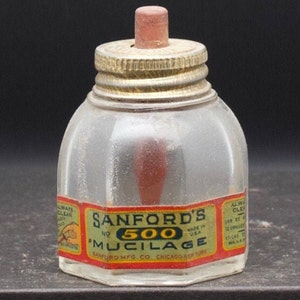 Antique Glass Jar Sanford's 500 Mucilage Glue [1418] - Etsy
