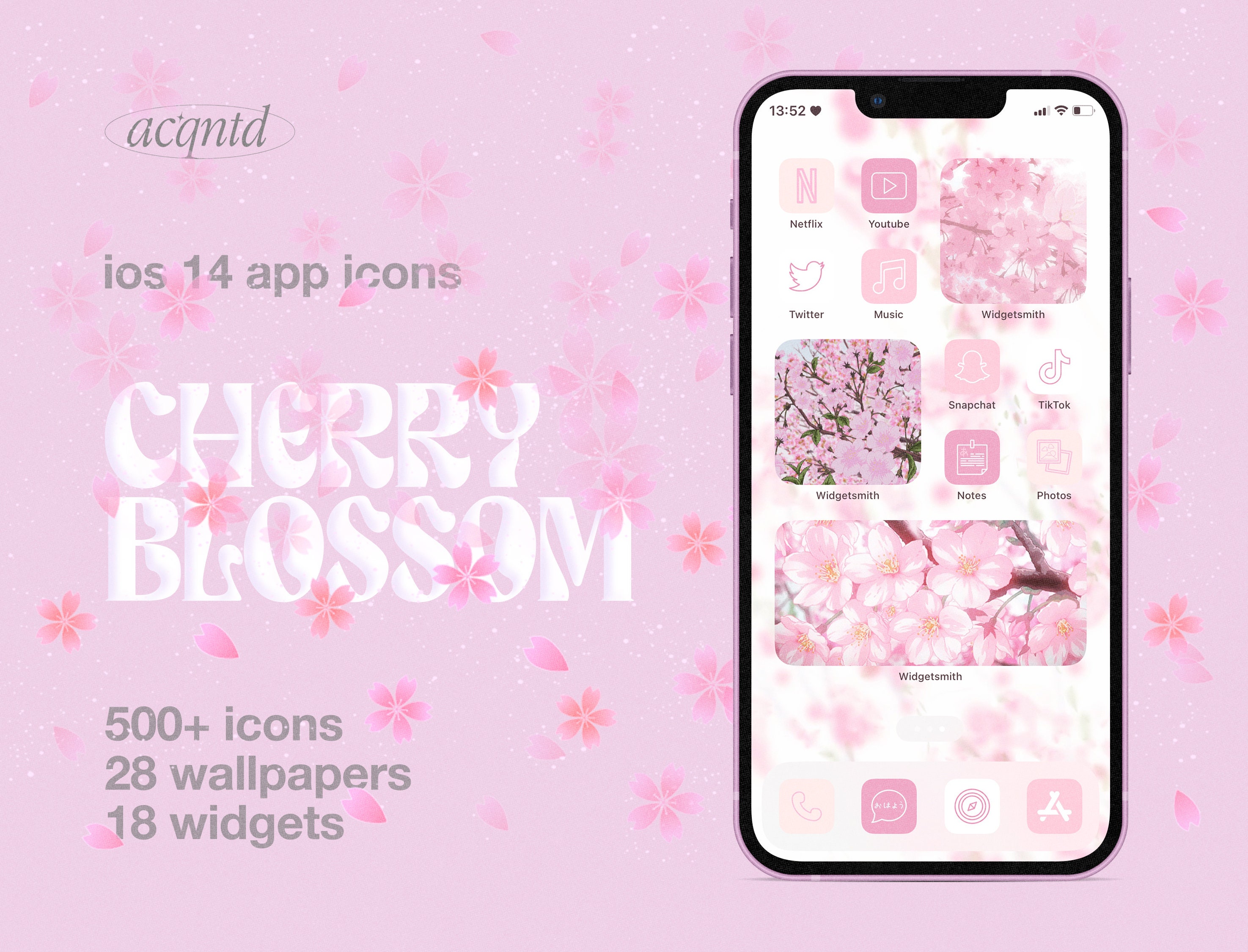 520 Cherry Blossom Ios 14 App Icons Pink Japanese Sakura Flower Icon ...