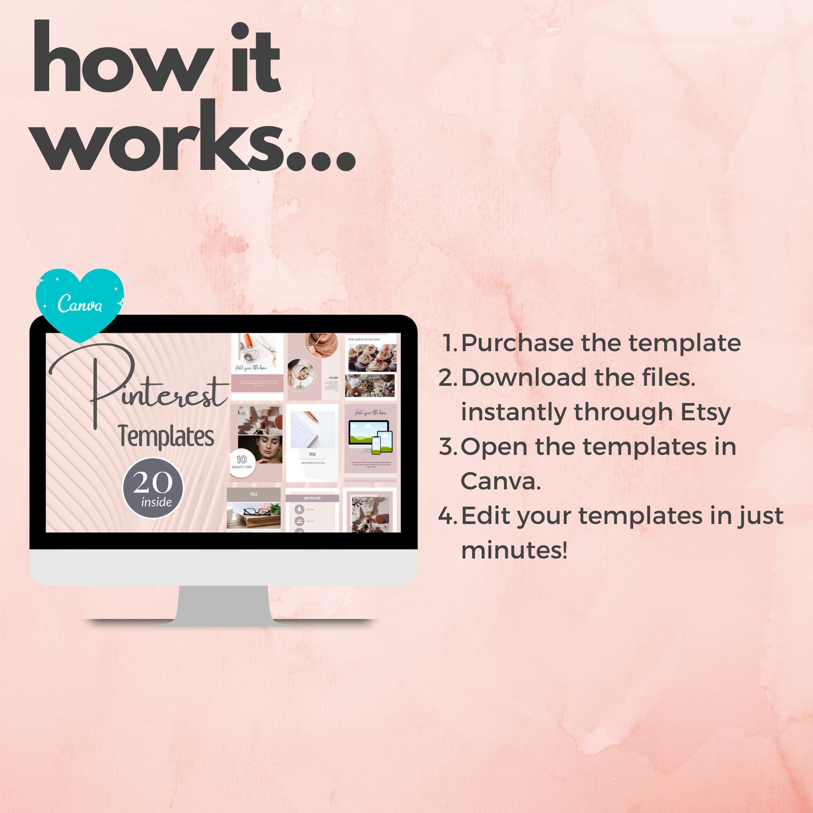 20 Pinterest Templates Canva Pinterest Pins - Etsy