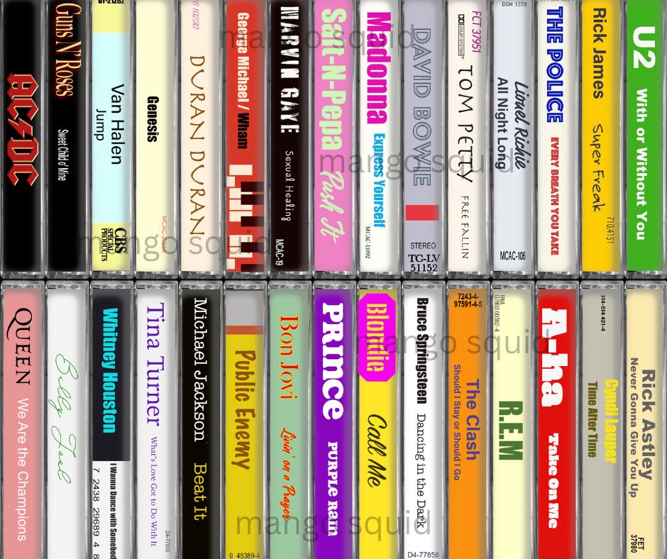 80s Music Cassette Tape Collage 20oz Insulated Dual Lid Sports Bottle ...