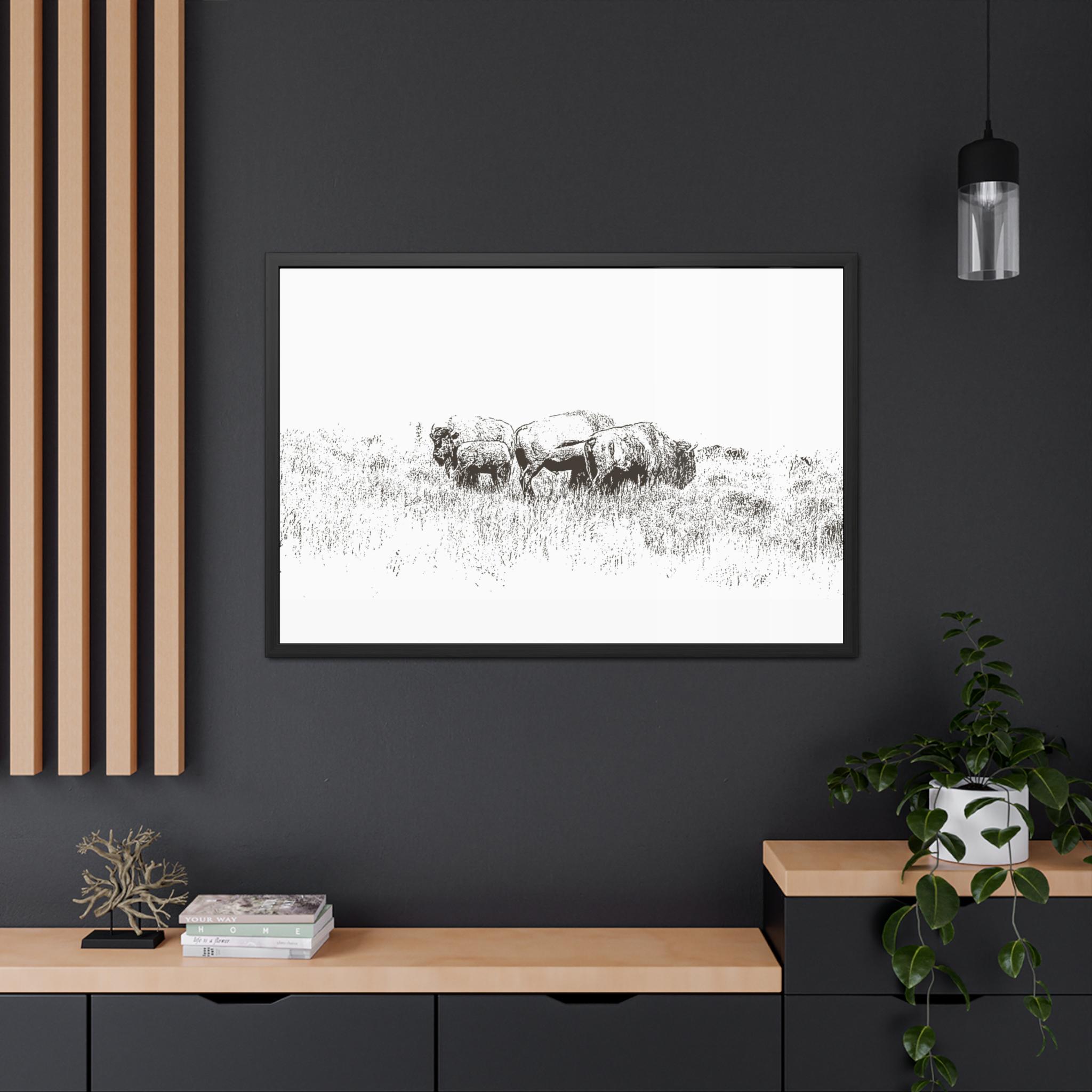 Majestic Bison Minimalist Art Print | Framed, Ready to Hang | Animal ...