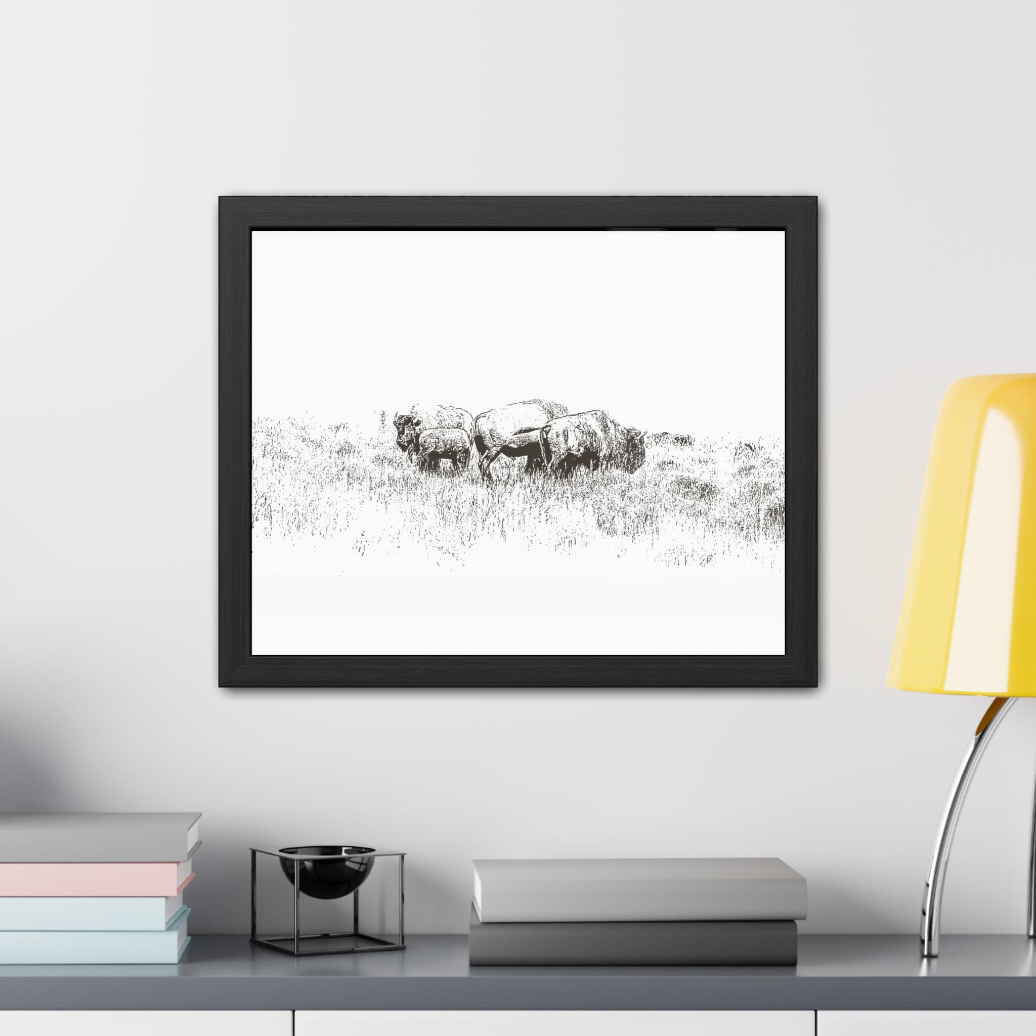 Majestic Bison Minimalist Art Print | Framed, Ready to Hang | Animal ...