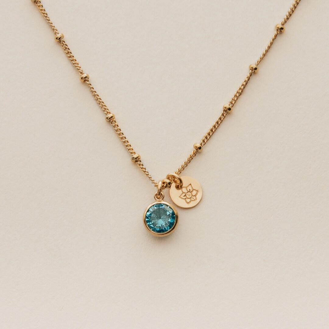 December Birth Stone Necklace - 14k Gold Filled - Etsy